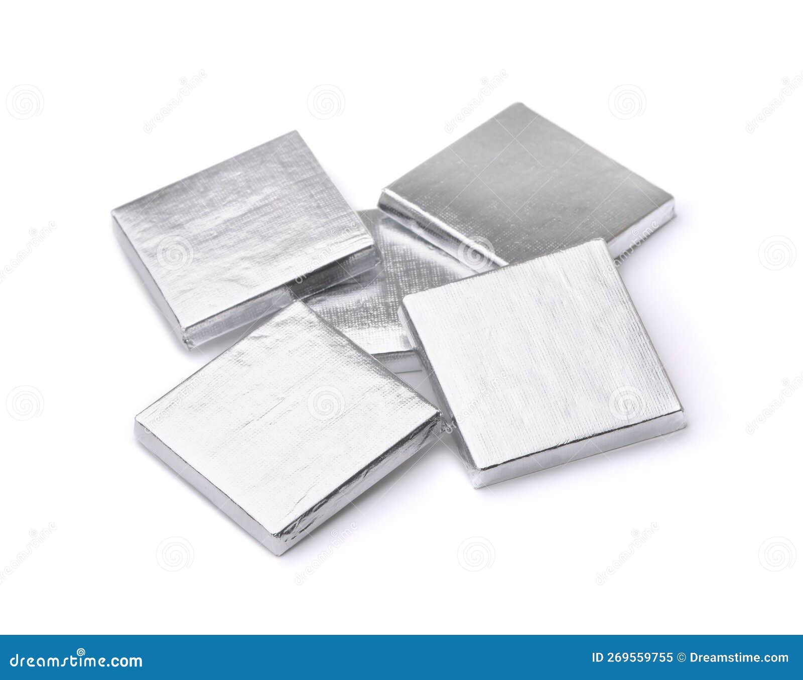 Silver Foil Wrapped Square Chocolate Bars Stock Image - Image of ...