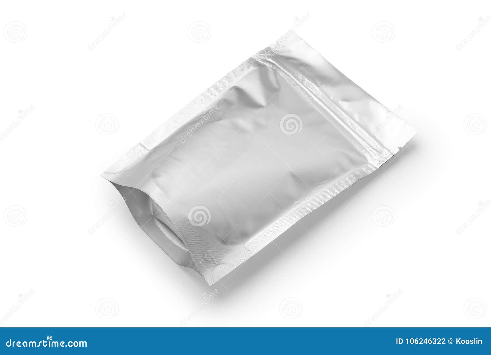 Silver Foil Zipper Bag Packaging Stock Photo - Image of package, retail ...