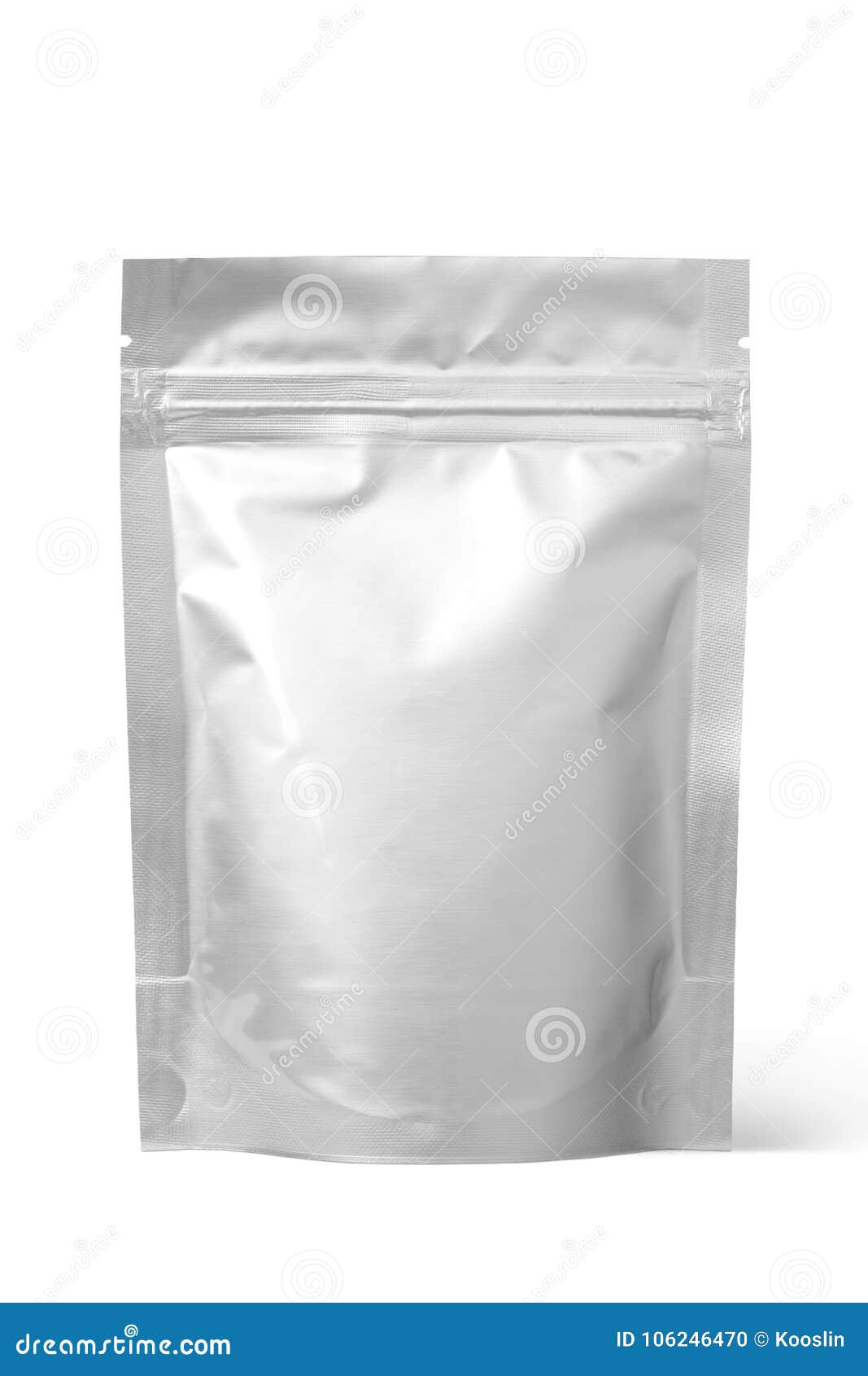 Silver Foil Zipper Bag Packaging Stock Photo - Image of foil, container ...