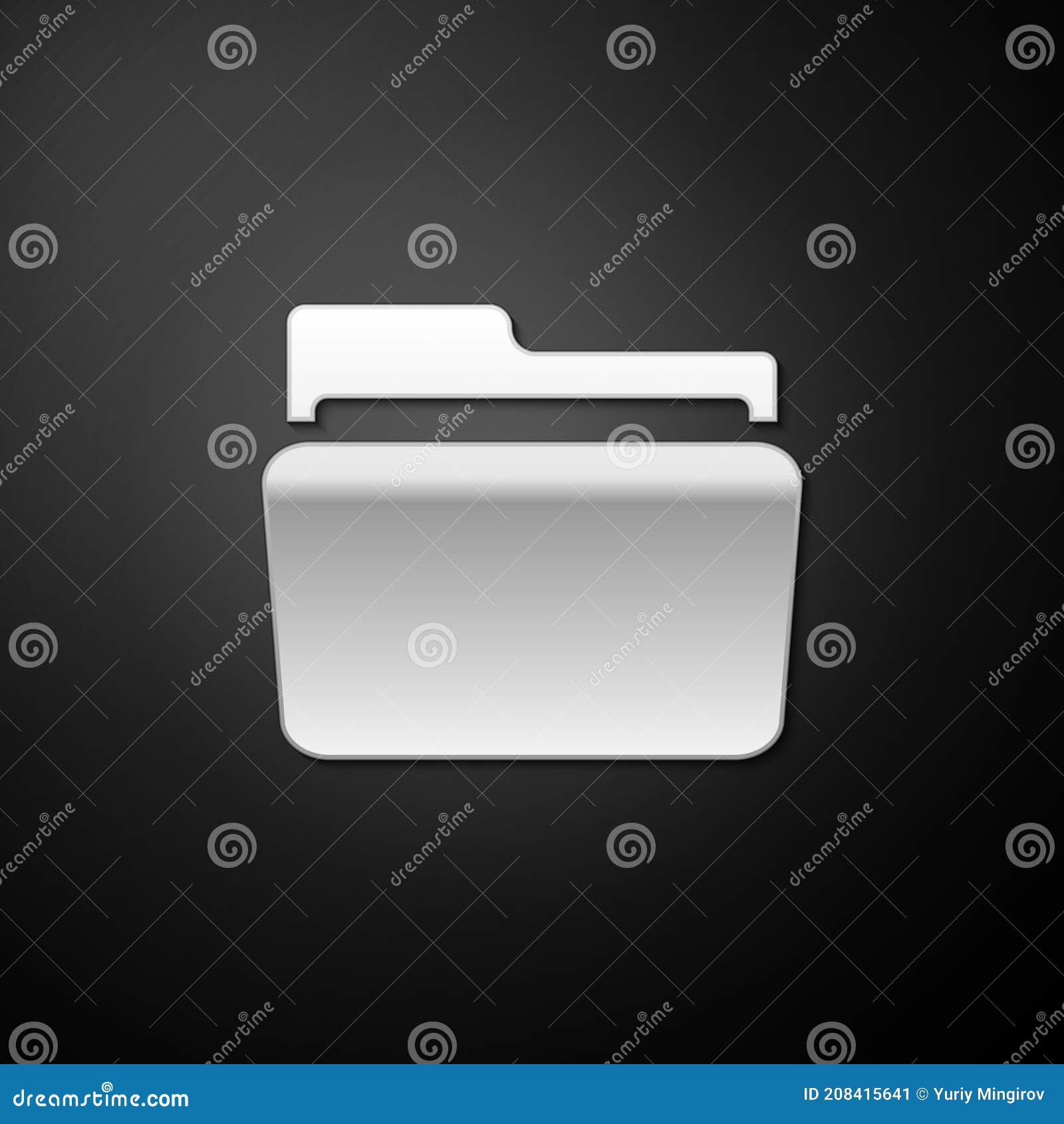 Silver Folder Icon Isolated on Black Background. Long Shadow Style ...