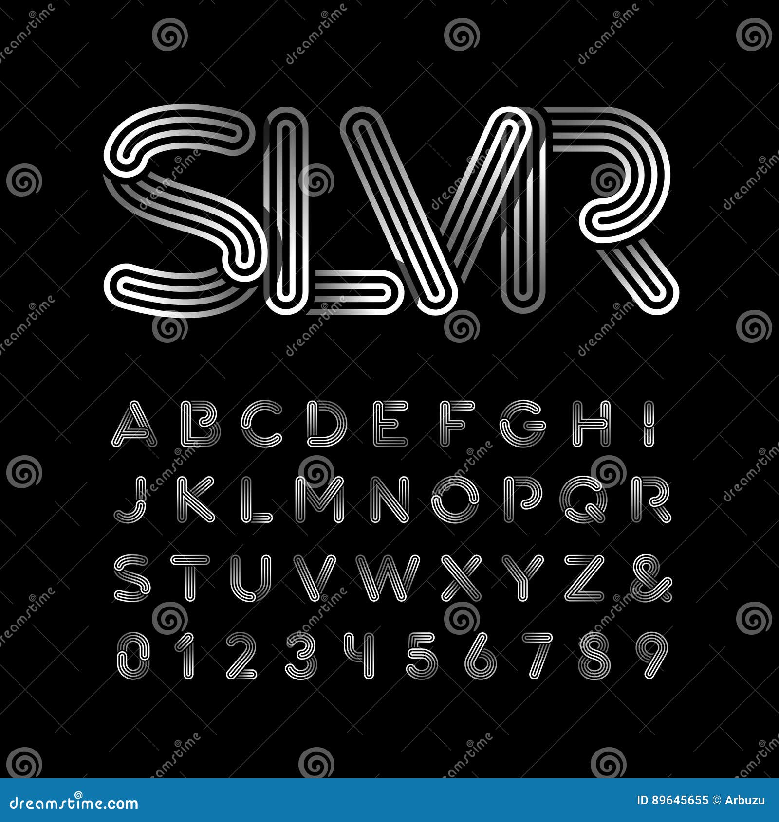Silver Font. Vector Alphabet with Chrome Effect Letters and Numb Stock ...