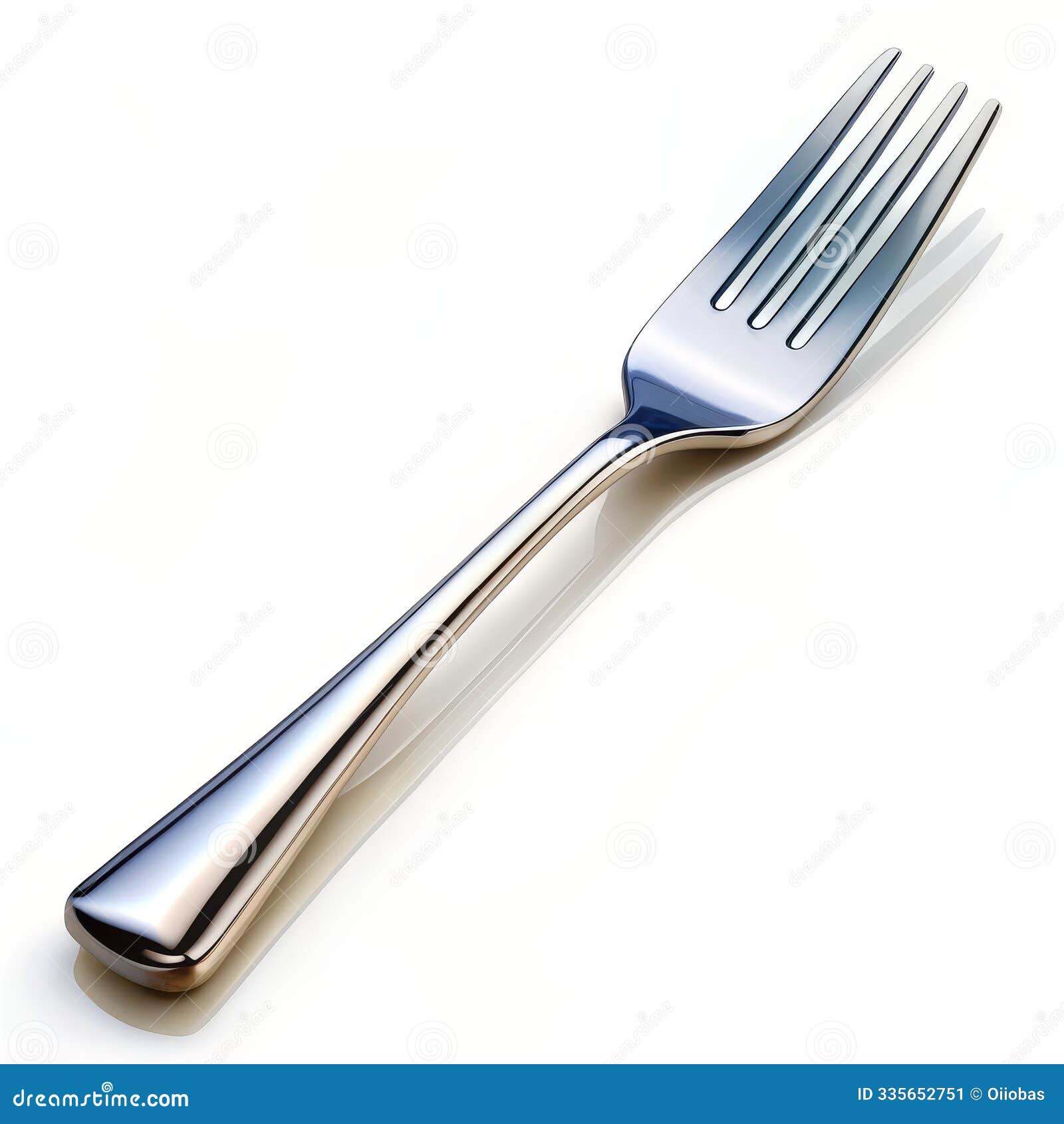 Silver Fork on White Background a 3D Rendering of a Shiny Fork Isolated ...