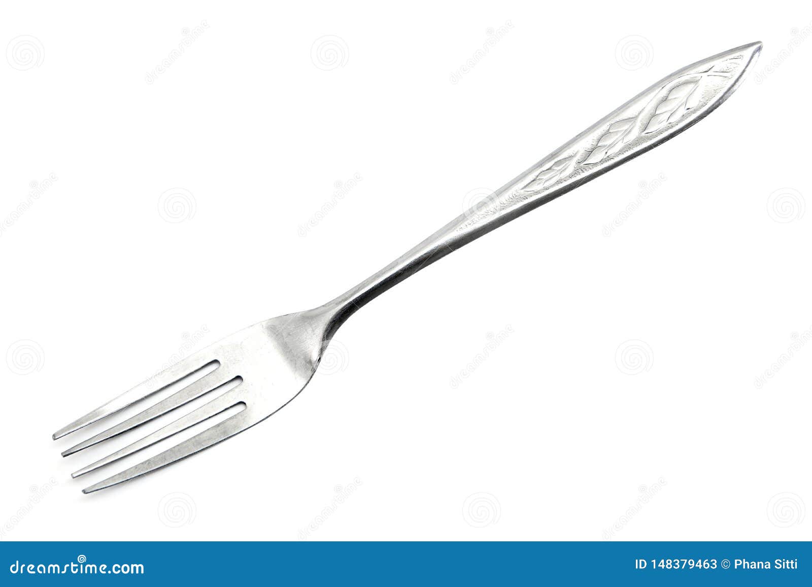 Silver Fork on White Background. Stainless Steel Fork Isolated Stock ...