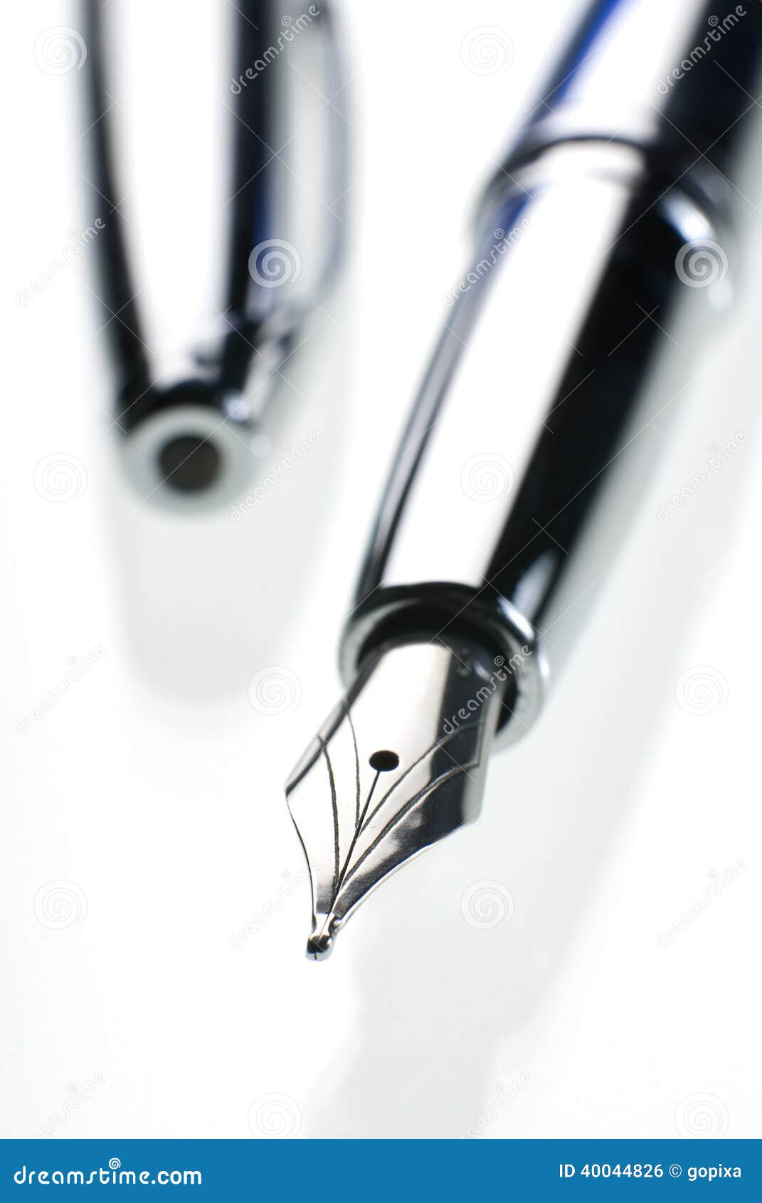 Silver fountain pen stock photo. Image of correspondence - 40044826