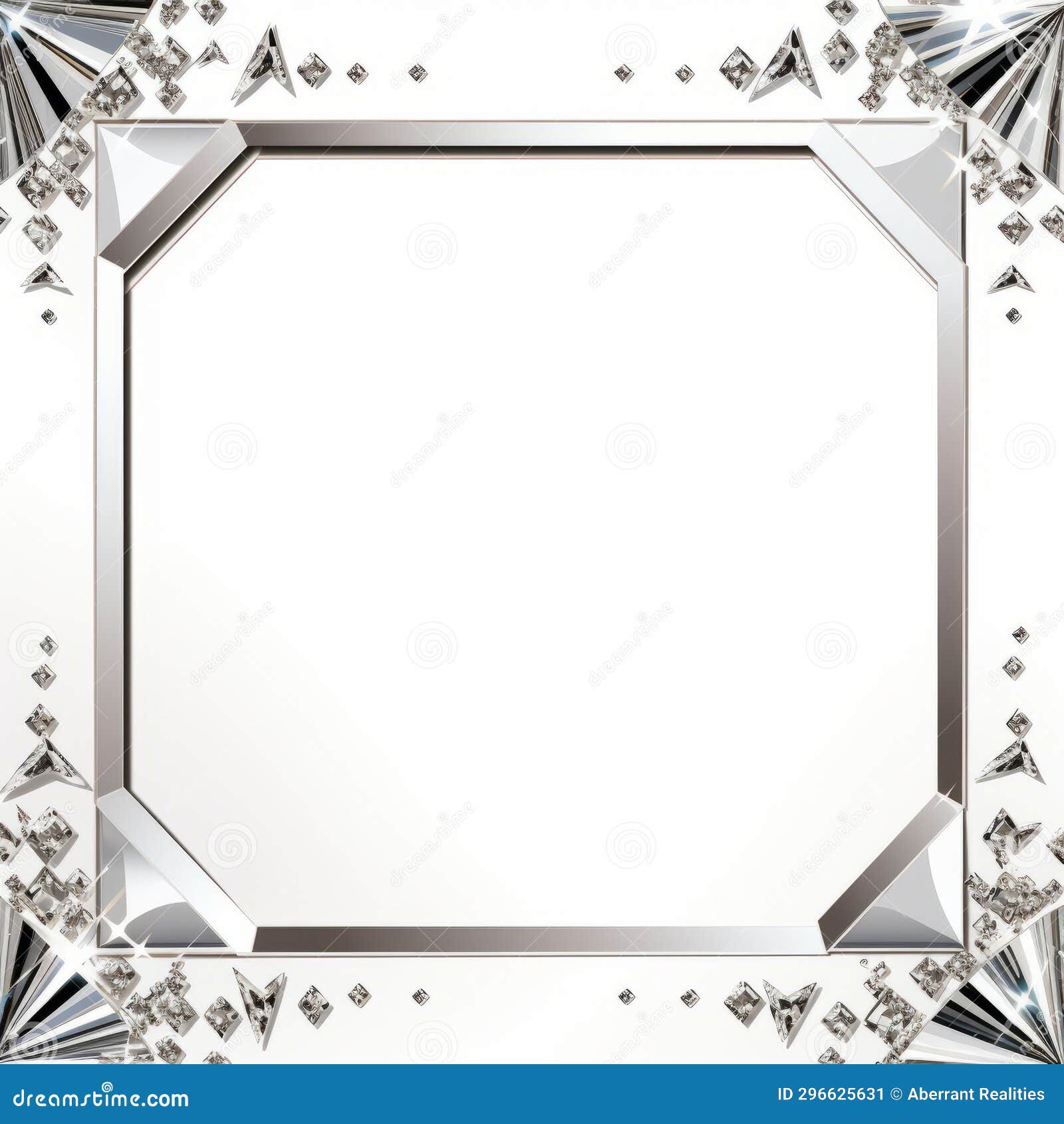 A Silver Frame with Diamonds on it Stock Illustration - Illustration of ...
