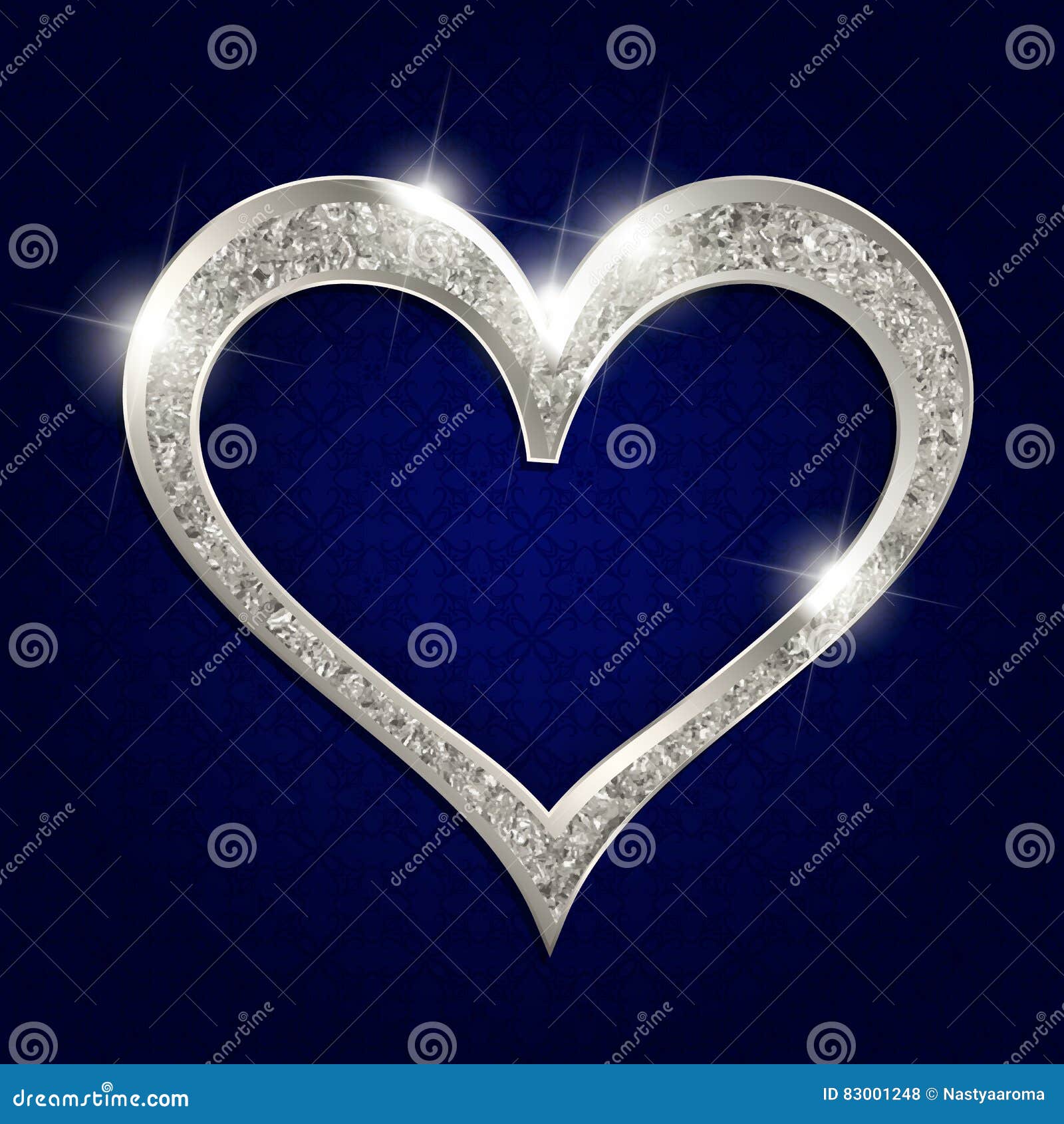 Silver Frame Heart on a Dark Background Stock Illustration ...