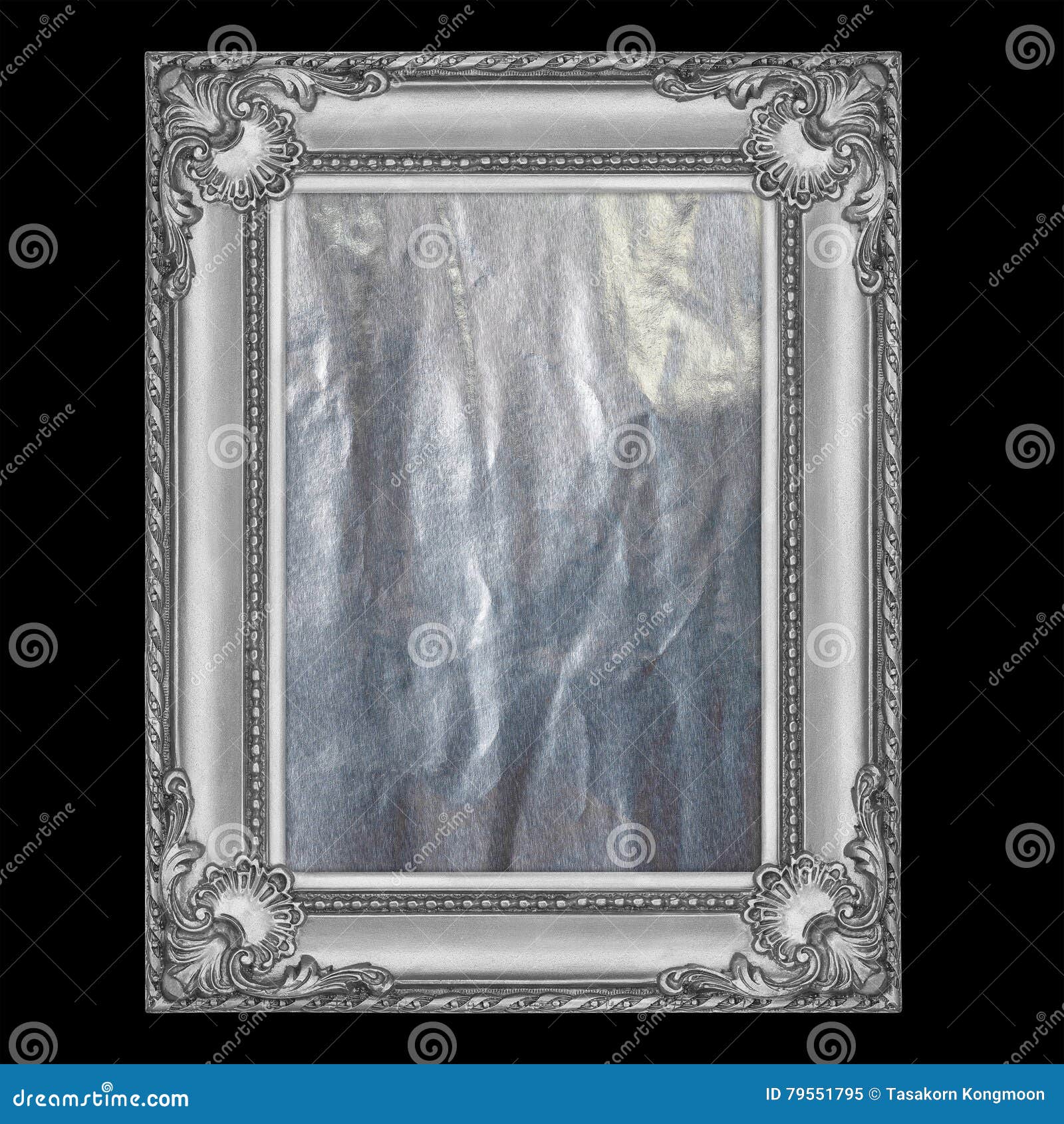 Silver Frame Isolated on Black Stock Image - Image of dark, painted ...