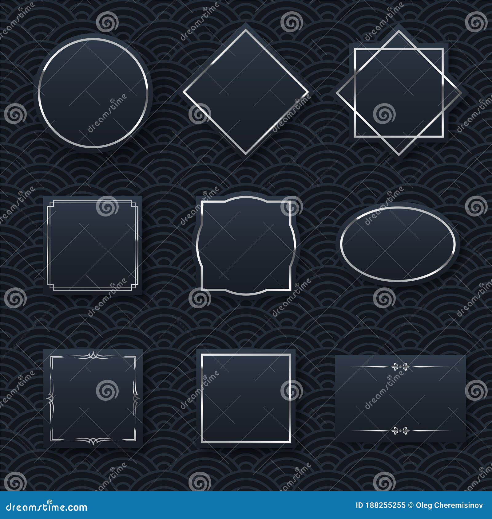 Silver Frame Set Minimalistic Templates with Text Space Stock Vector ...