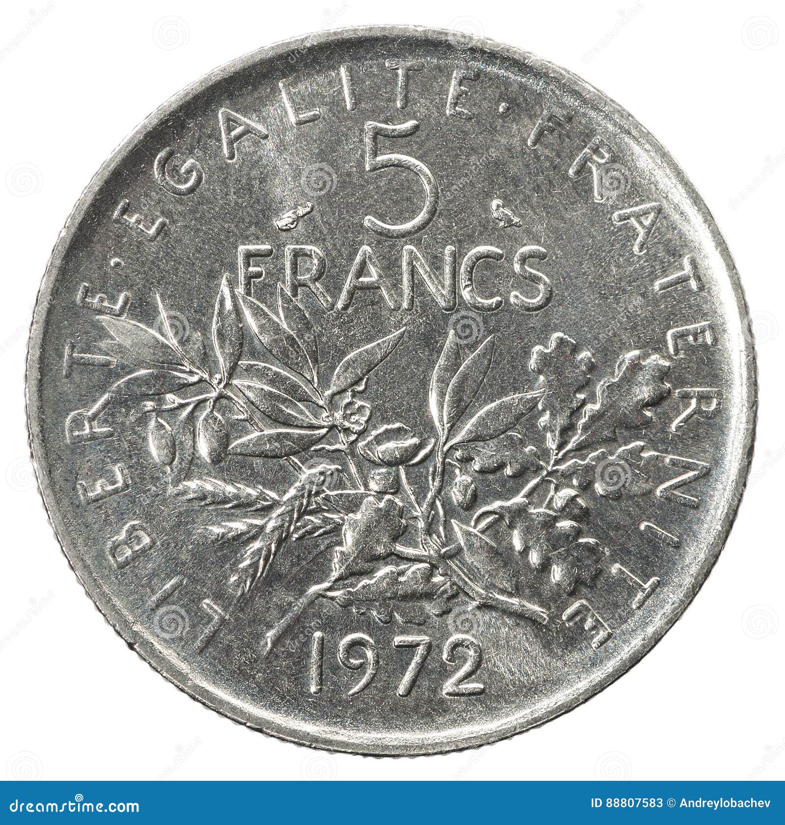 Silver French 5 Francs stock image. Image of business - 88807583
