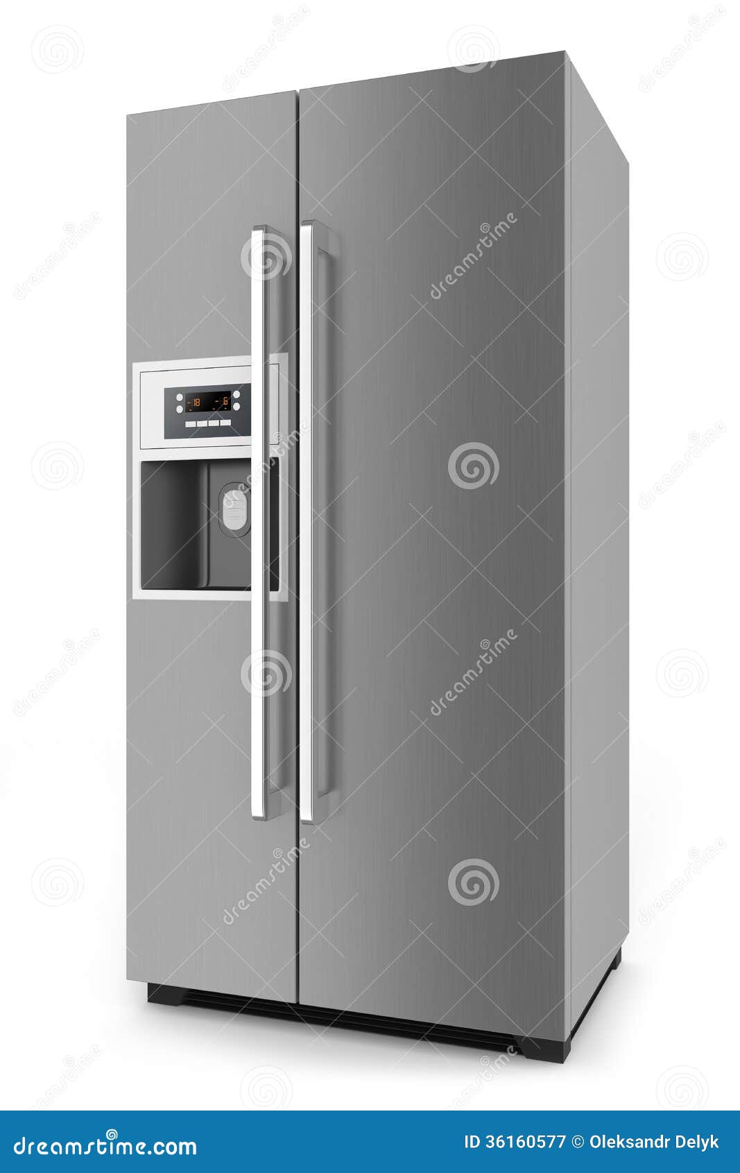 Silver Fridge With Display.isoilated On White Background 3D Render ...