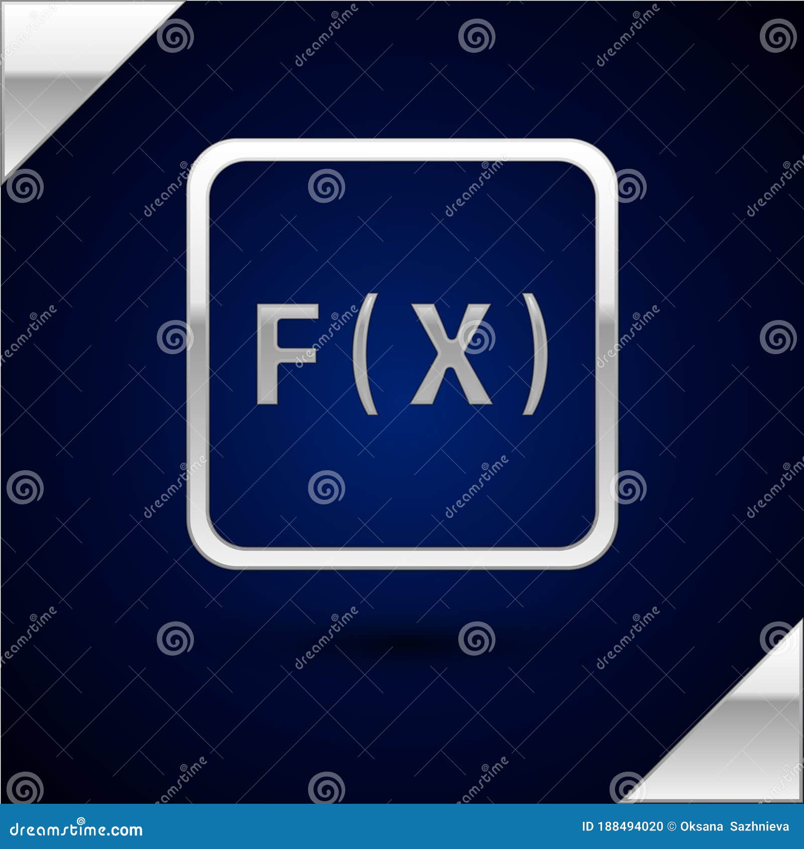 Silver Function Mathematical Symbol Icon Isolated on Dark Blue ...