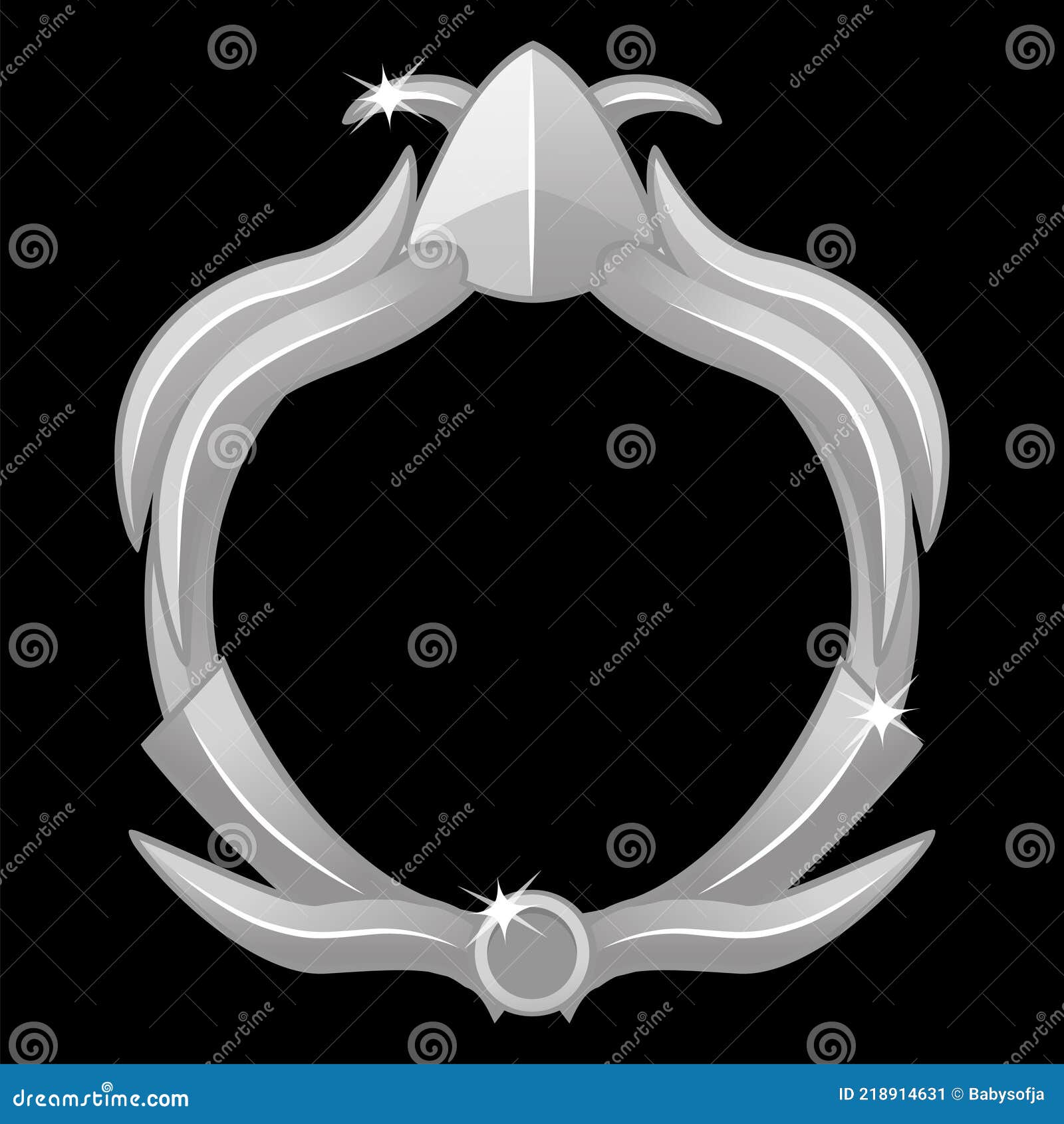 Silver Game Frame Avatar Round Template Voor Game Ui. Vector ...