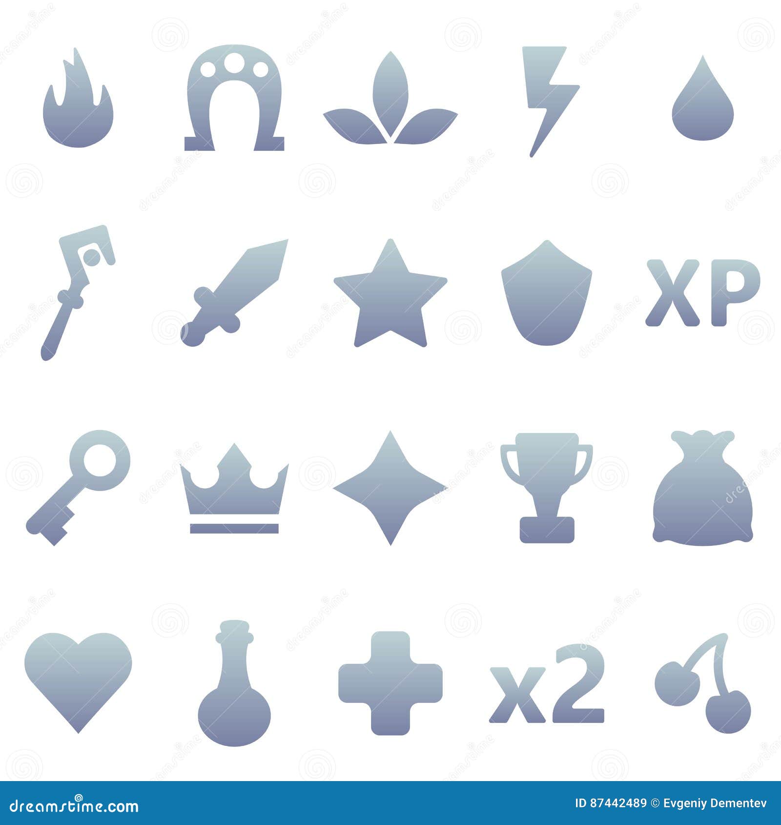 Silver Gaming Icons Set. Assets Set for Game Design and Web Application ...