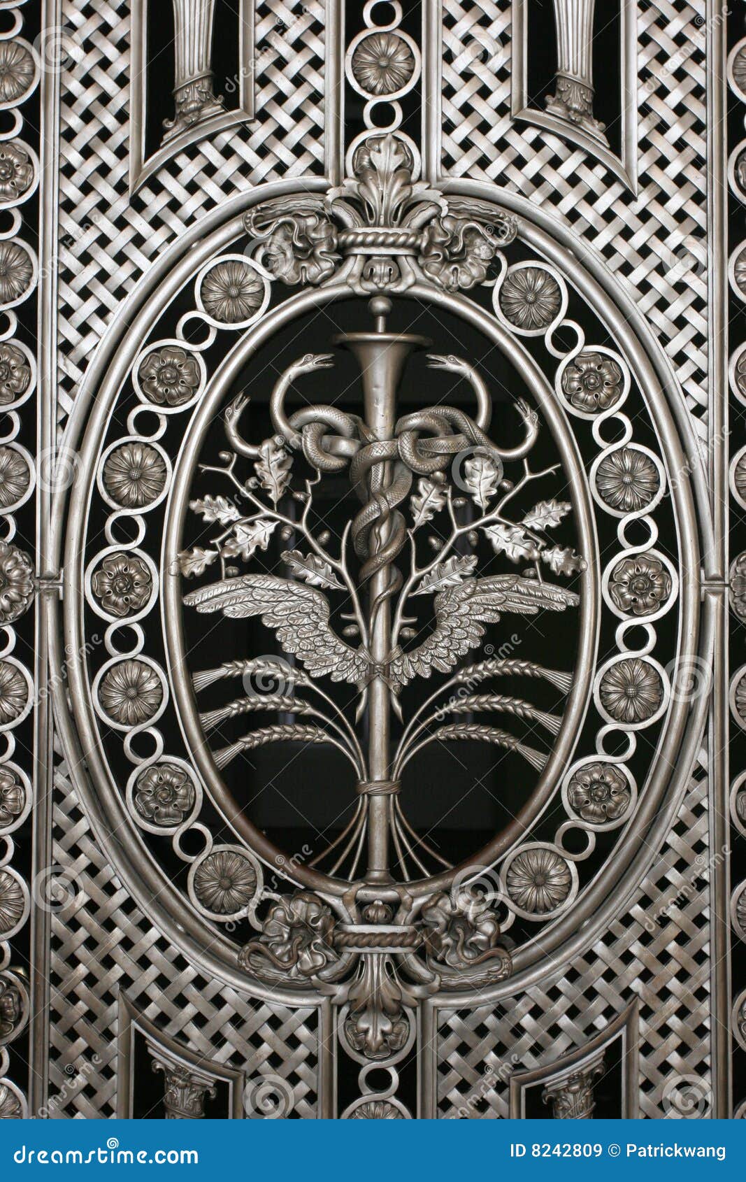 Silver gate stock image. Image of flower, cast, round - 8242809