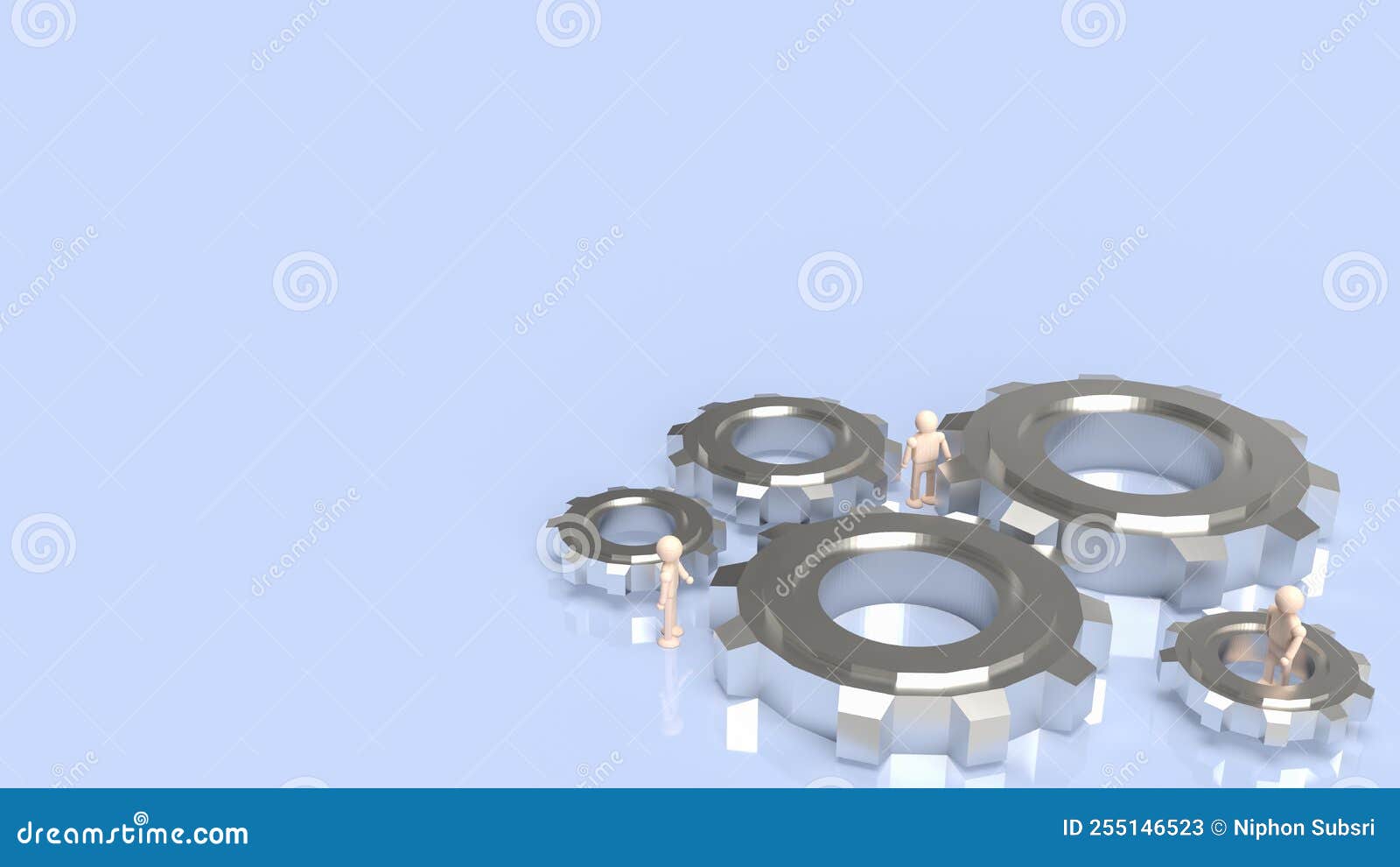 The Silver Gear on Blue Background for Technology Concept 3d Rendering ...