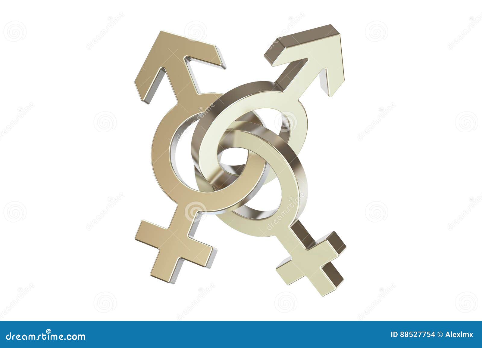 Silver Gender Symbols, 3D Rendering Stock Illustration - Illustration ...