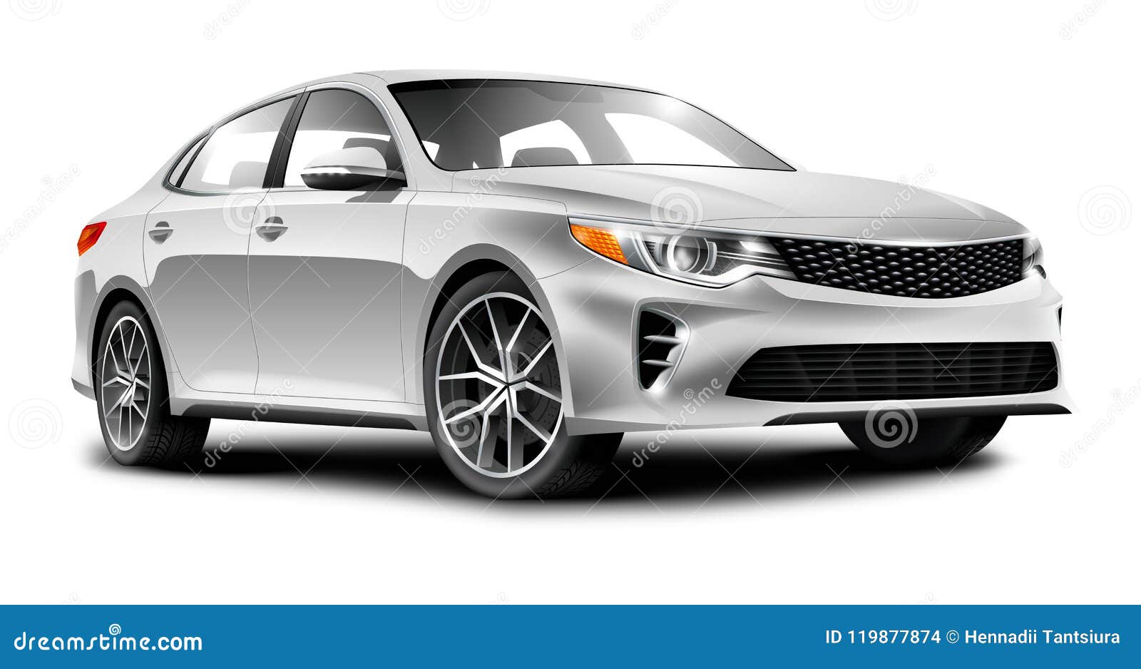 Silver Generic Sedan Car on White Background Stock Illustration ...