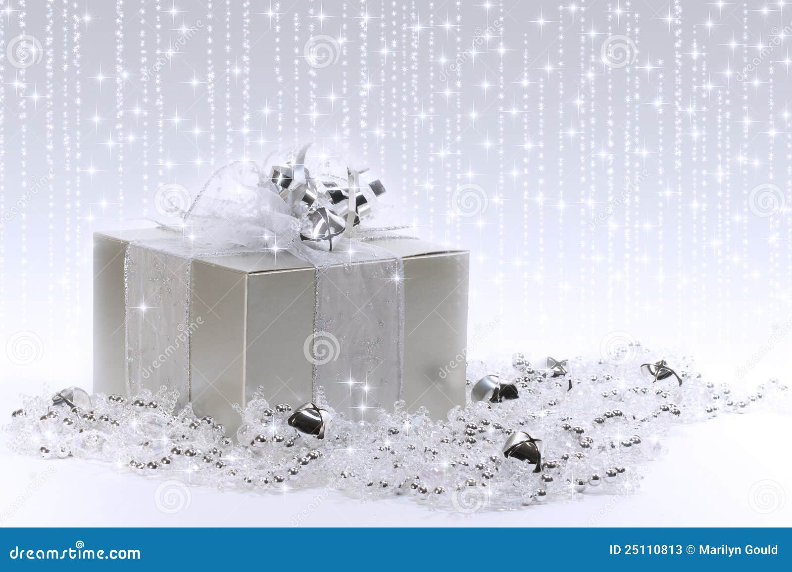 Silver Gift Box stock image. Image of silver, seasonal - 25110813