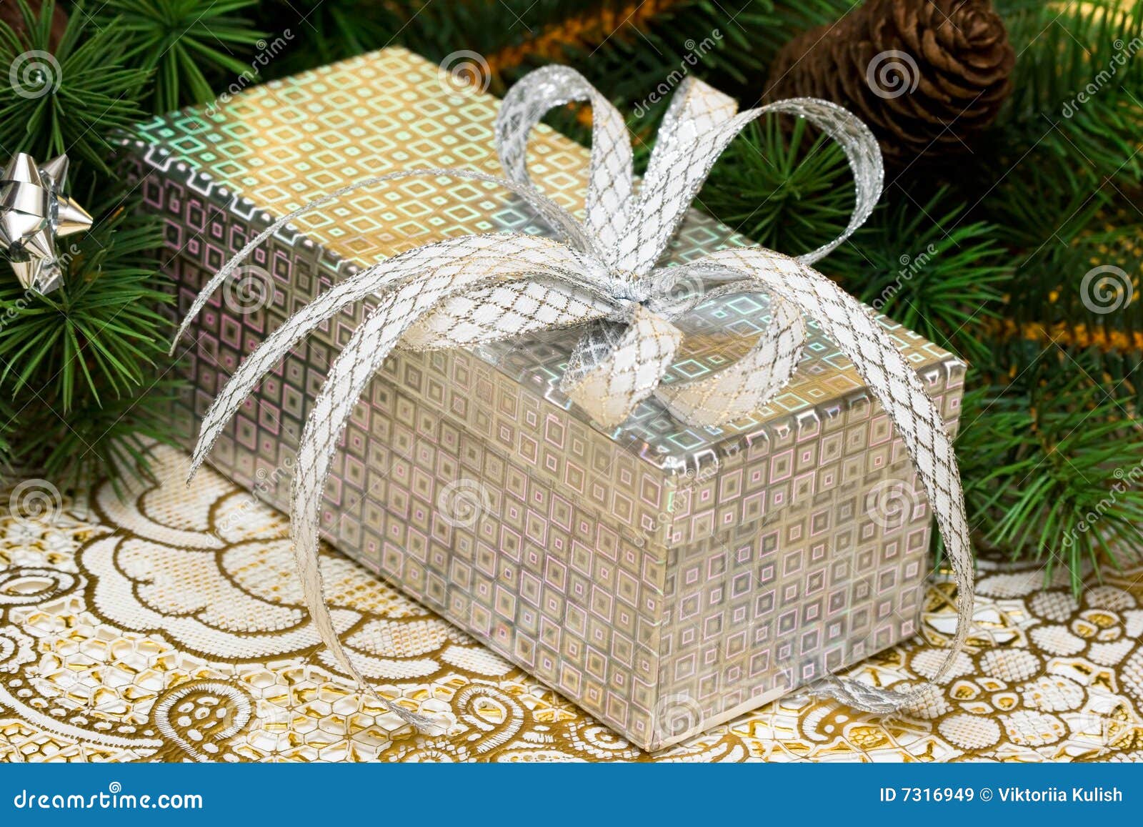 Silver gift box stock image. Image of occasion, celebrating - 7316949