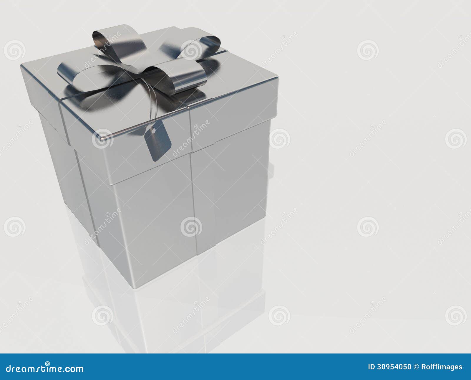 Silver Gift Box with Ribbon Bow Stock Illustration - Illustration of ...