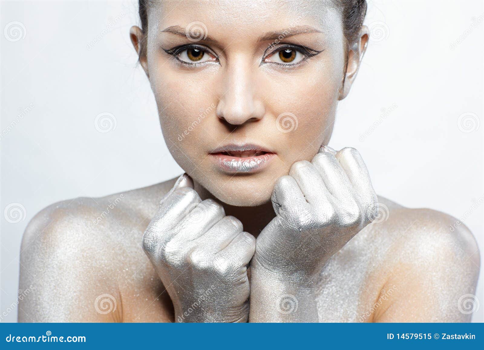 Silver girl stock image. Image of sexual, body, silver - 14579515