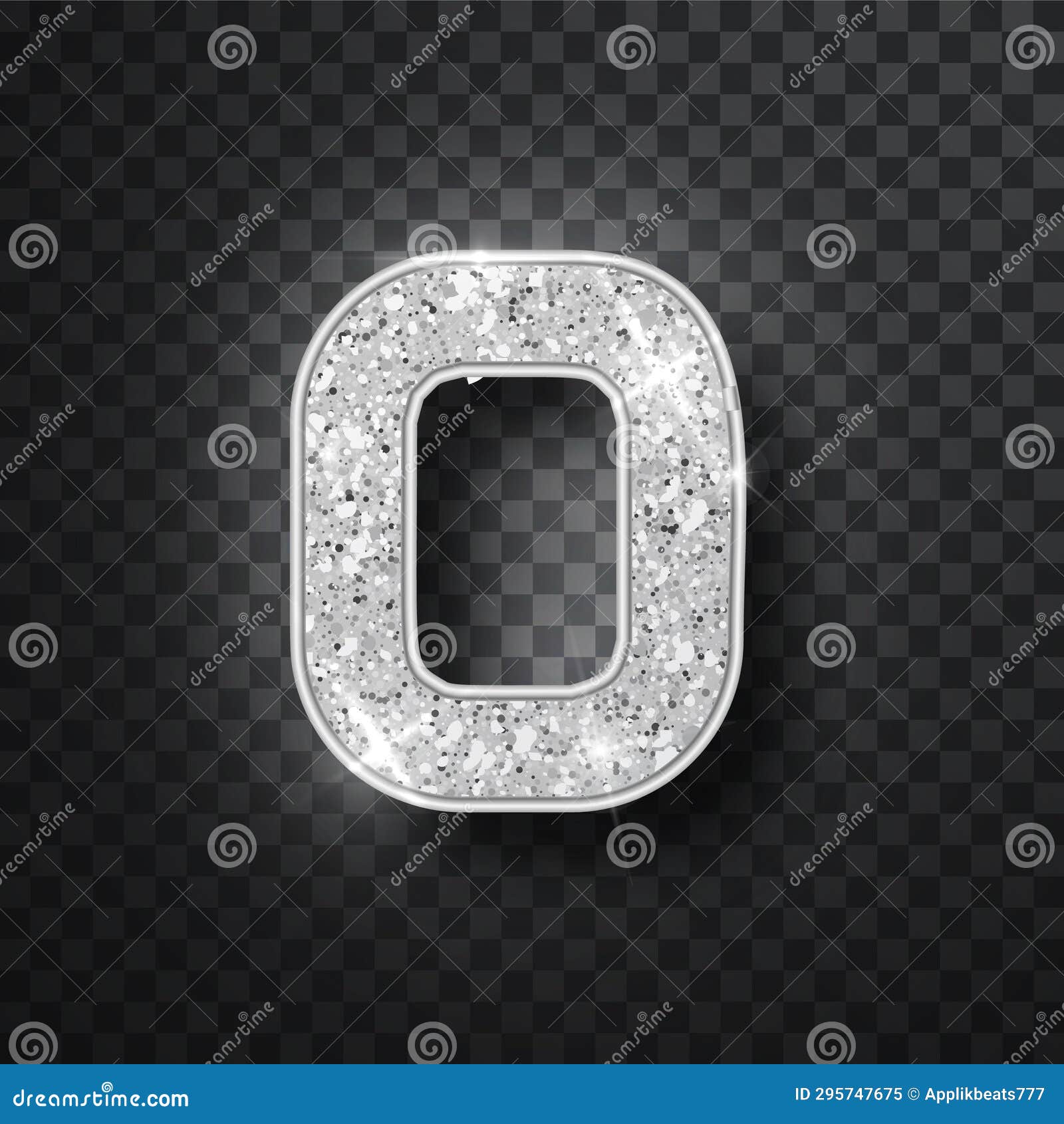 Silver Glitter Alphabet Numbers 0 with Shadow. Vector Realistick ...