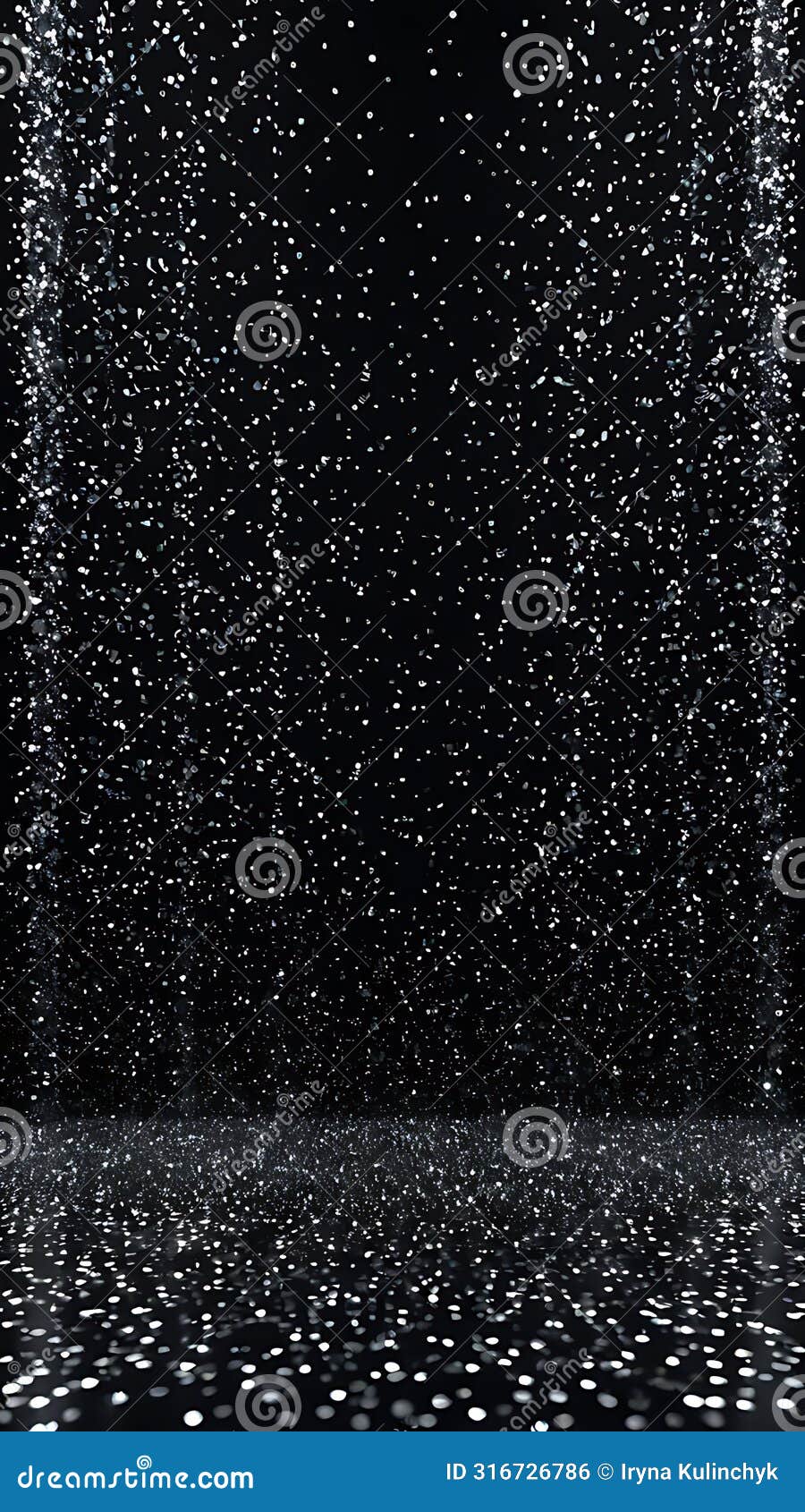 Silver Glitter Forms a Festive Vertical Pattern. Rain of Silver Glitter ...