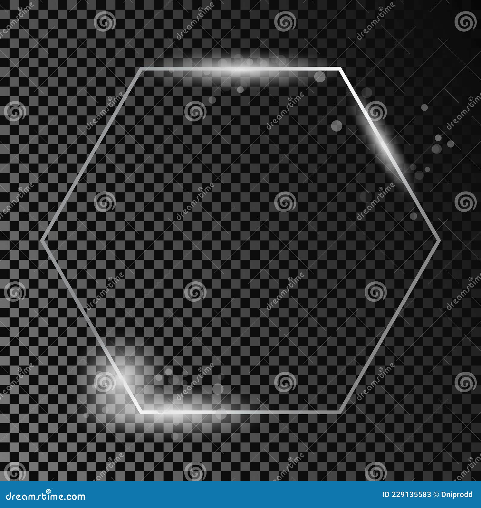Silver Glowing Hexagon Frame with Sparkles Stock Vector - Illustration ...