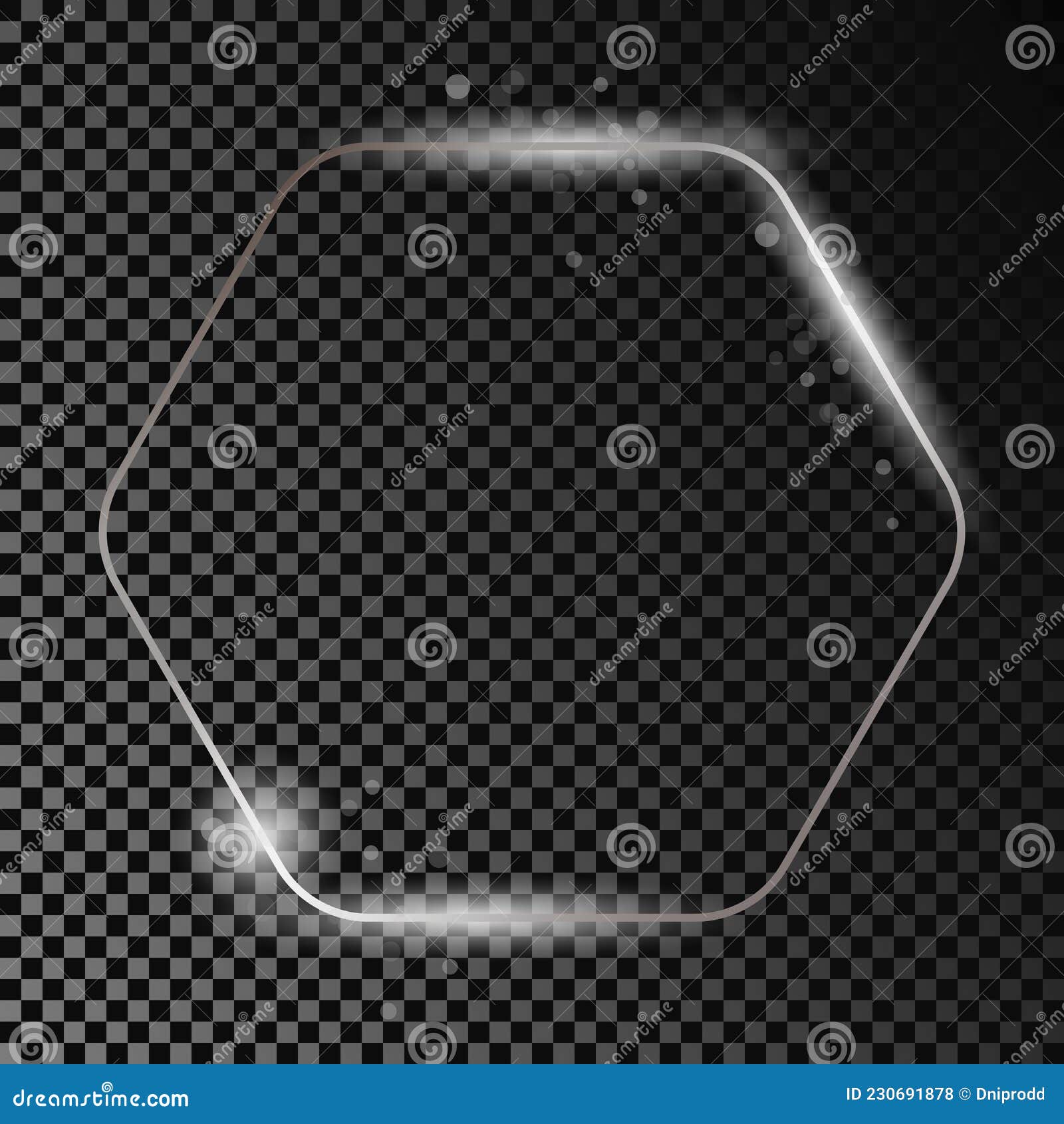 Silver Glowing Rounded Hexagon Frame with Sparkles Stock Vector ...