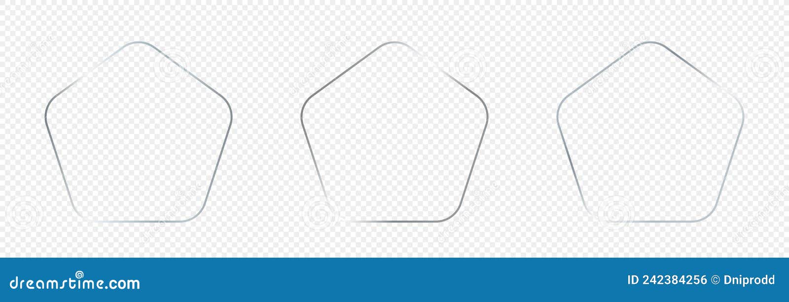 Silver Glowing Rounded Pentagon Shape Frame Stock Vector - Illustration ...