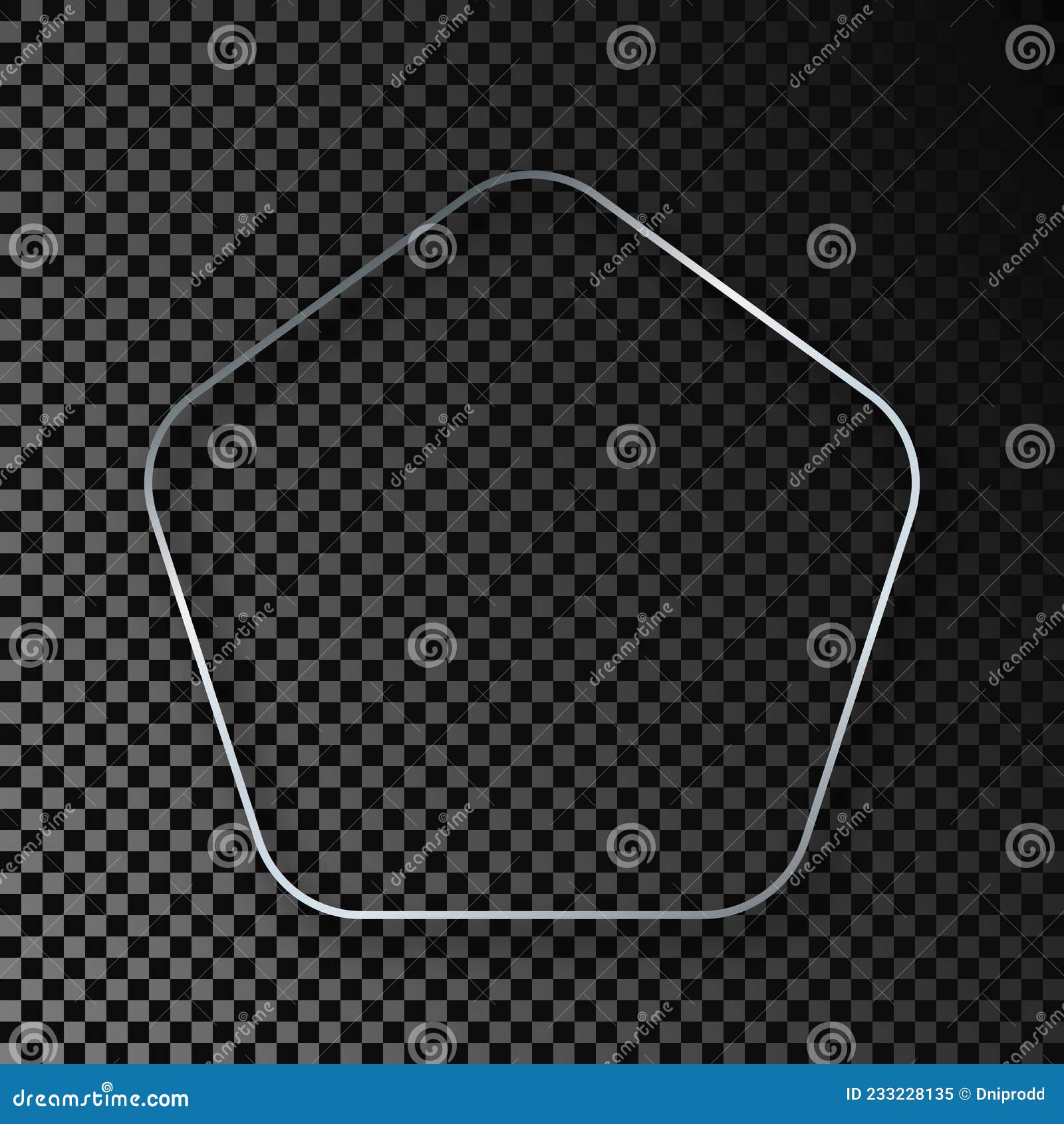 Silver Glowing Rounded Pentagon Shape Frame with Shadow Stock Vector ...