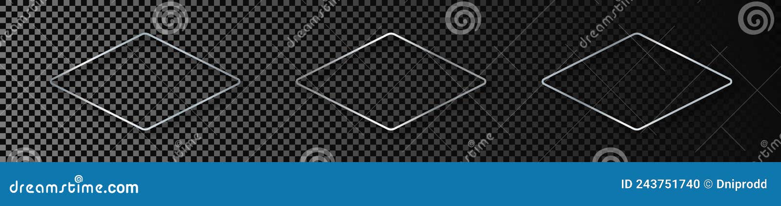 Silver Glowing Rounded Rhombus Shape Frame Stock Vector - Illustration ...