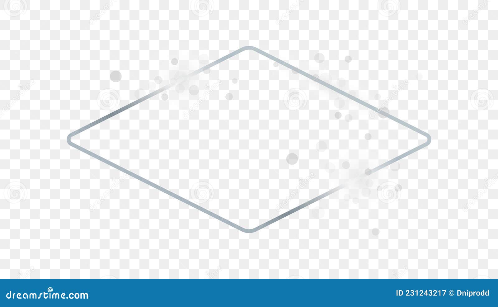 Silver Glowing Rounded Rhombus Shape Frame with Sparkles Stock Vector ...