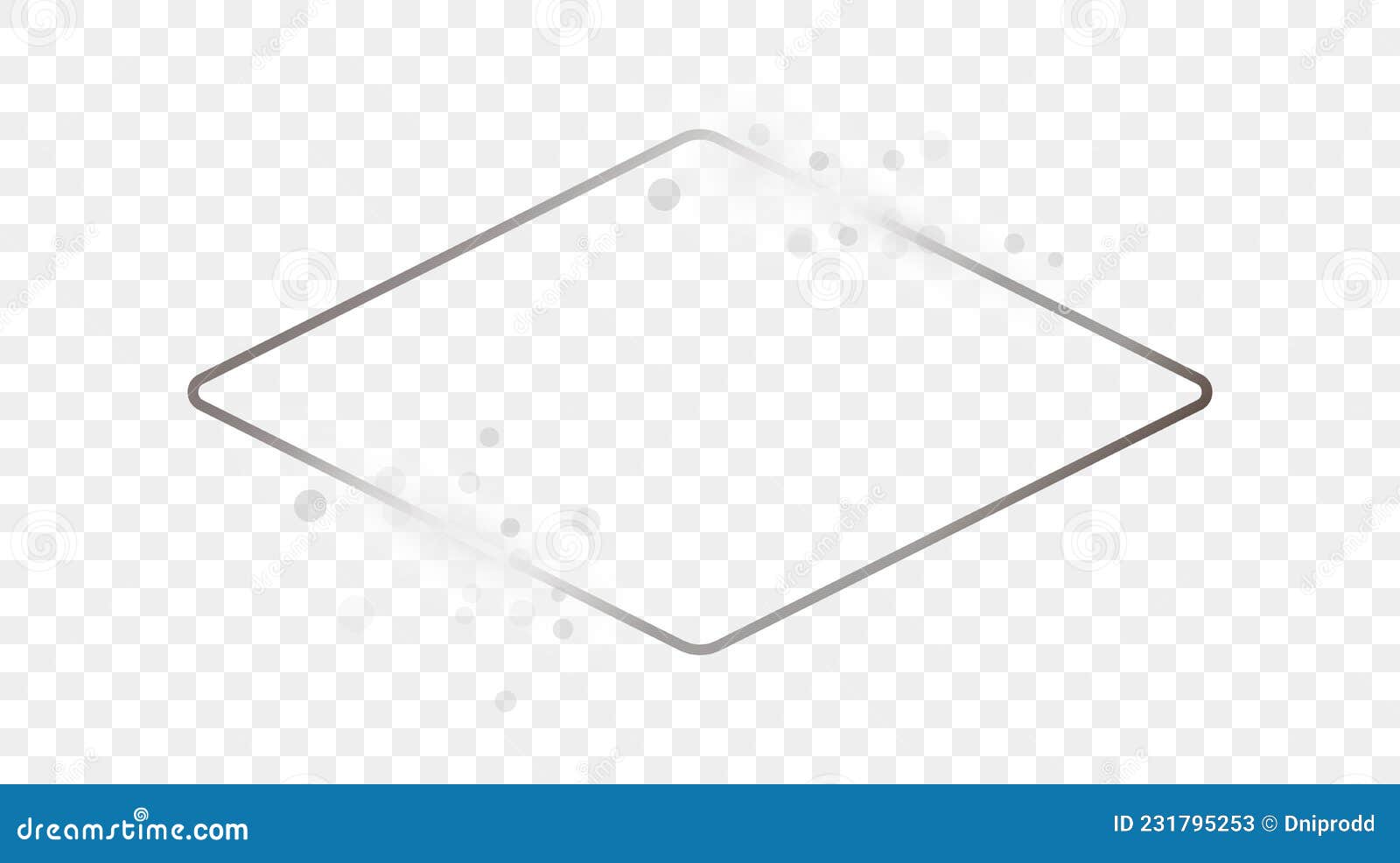 Silver Glowing Rounded Rhombus Shape Frame with Sparkles Stock Vector ...