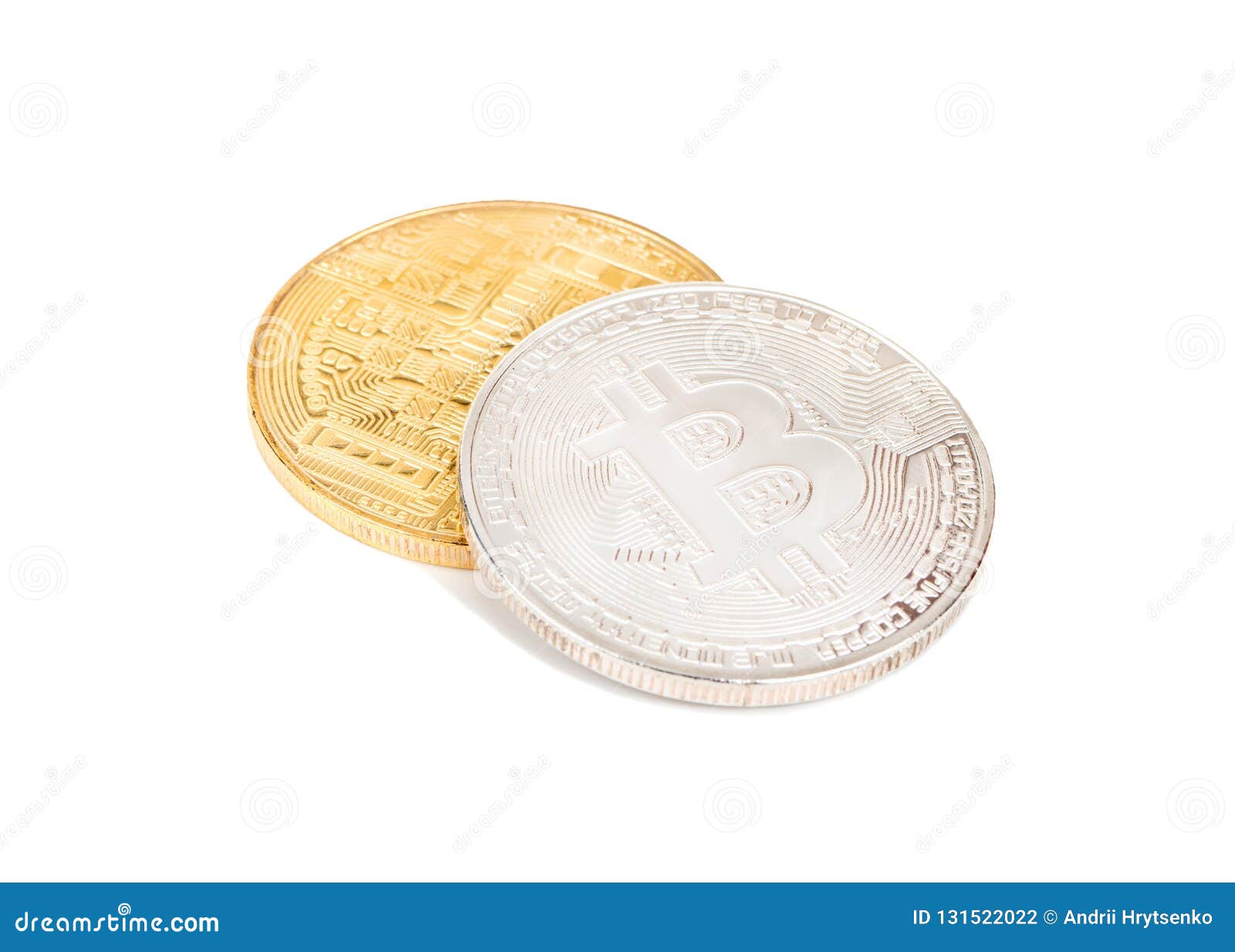 Silver and Gold Bitcoin Coins Stock Photo - Image of black, banking ...