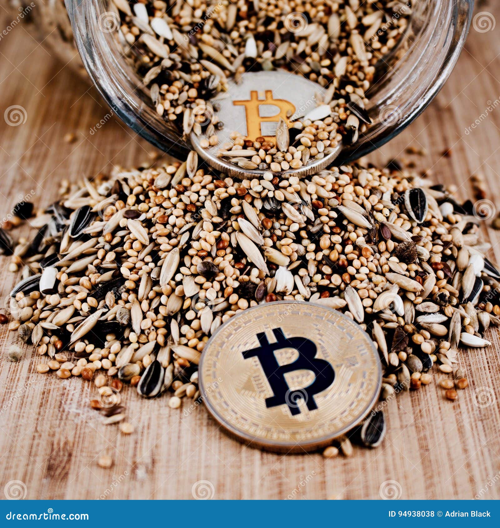Silver and gold bitcoin stock photo. Image of money, bitcoin - 94938038