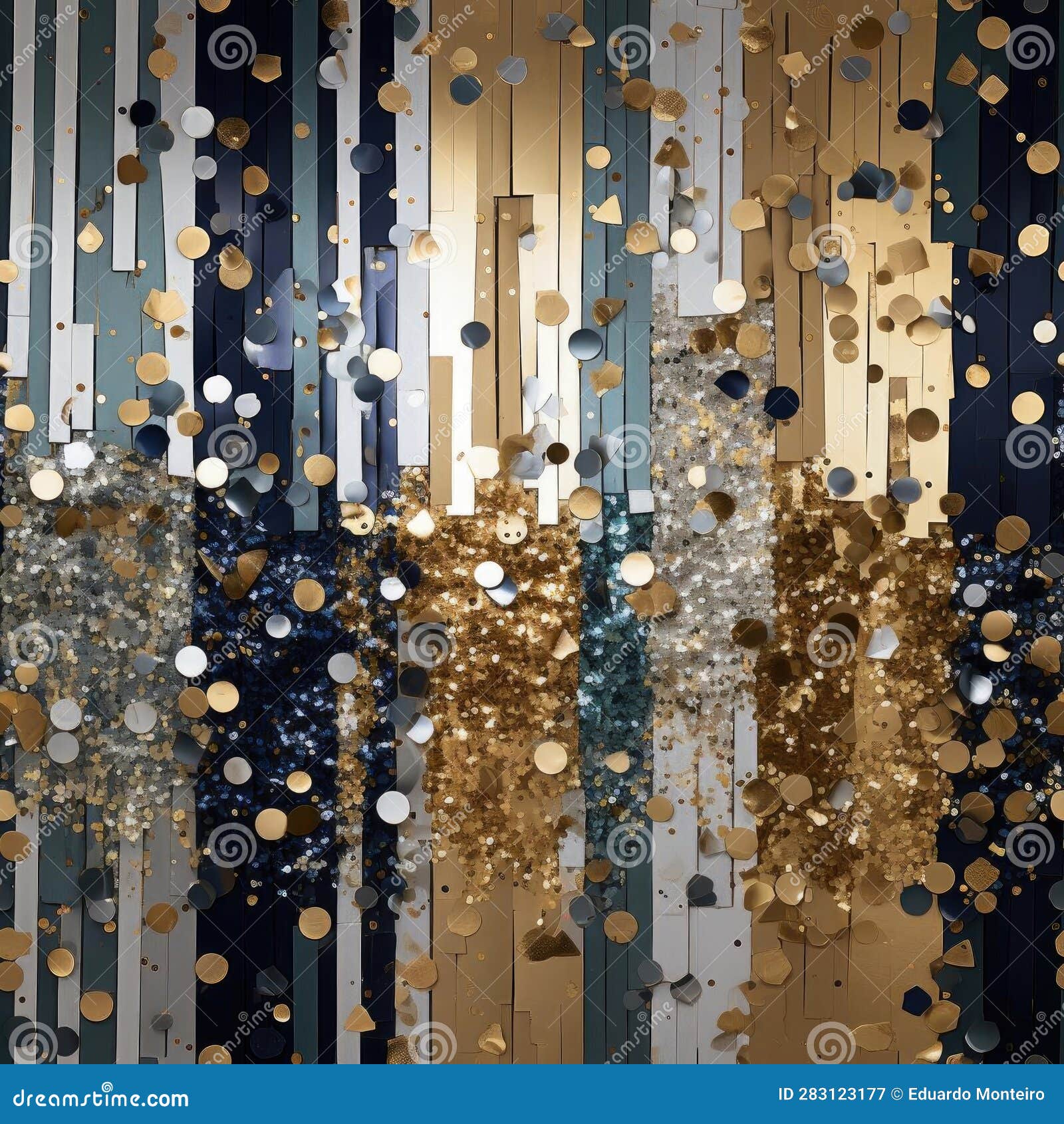 Silver, Gold, and Blue Background with Confetti and Stars (tiled) Stock ...