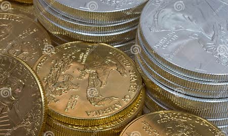 Silver and Gold Coins stock image. Image of gold, america - 4701997