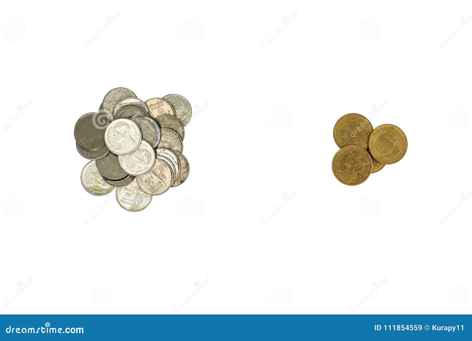 Silver and gold coins. stock image. Image of exchange - 111854559