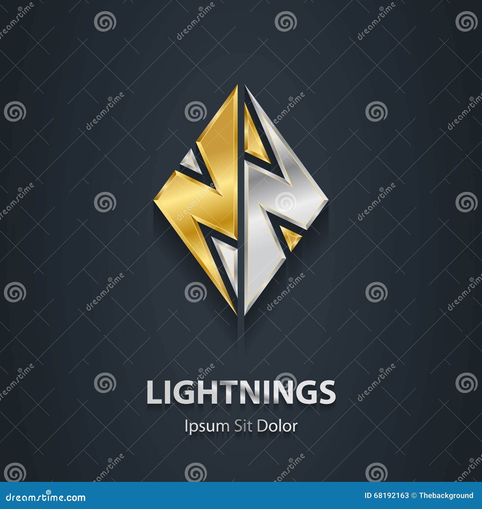 Silver and Gold Flash, 3d Logo with Lightning Symbol. Vector Graphic ...