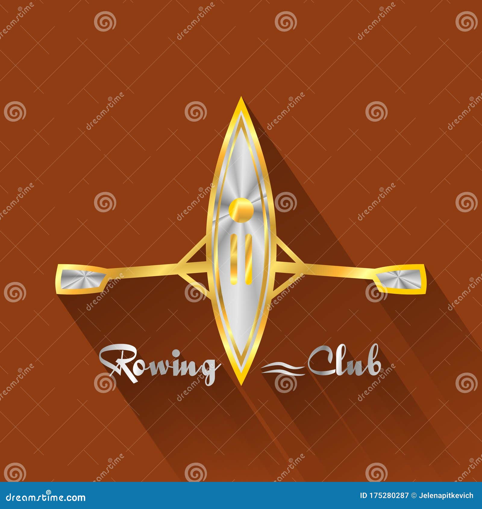 Silver-gold Logo for Rowing on a Red-brown Background Stock ...