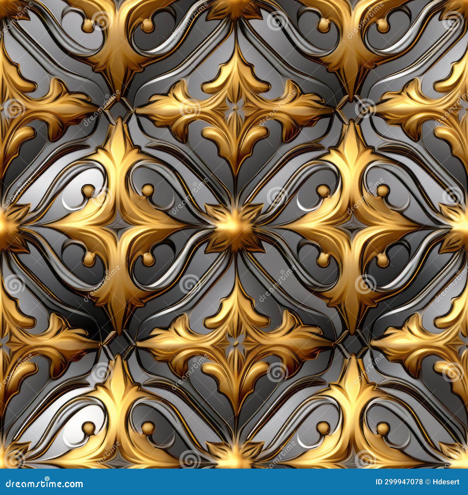 Silver and Gold Metal Background. Seamless Metallic Tile Pattern Stock ...