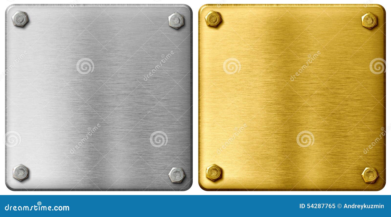 Silver and Gold Metal Plates with Clipping Path Stock Image - Image of ...
