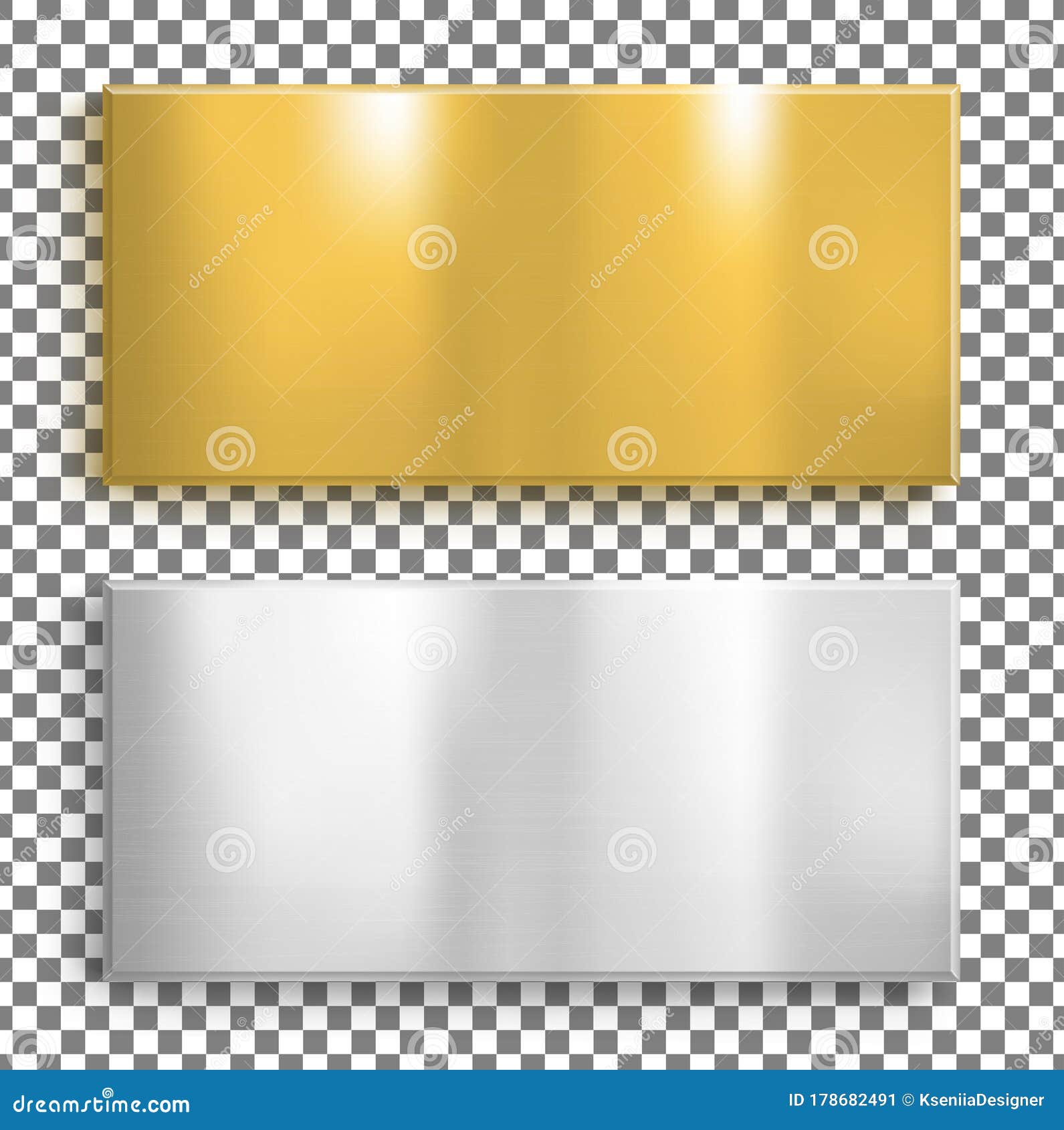 Silver and Gold Metal Plates. Steel Square Stock Vector - Illustration ...