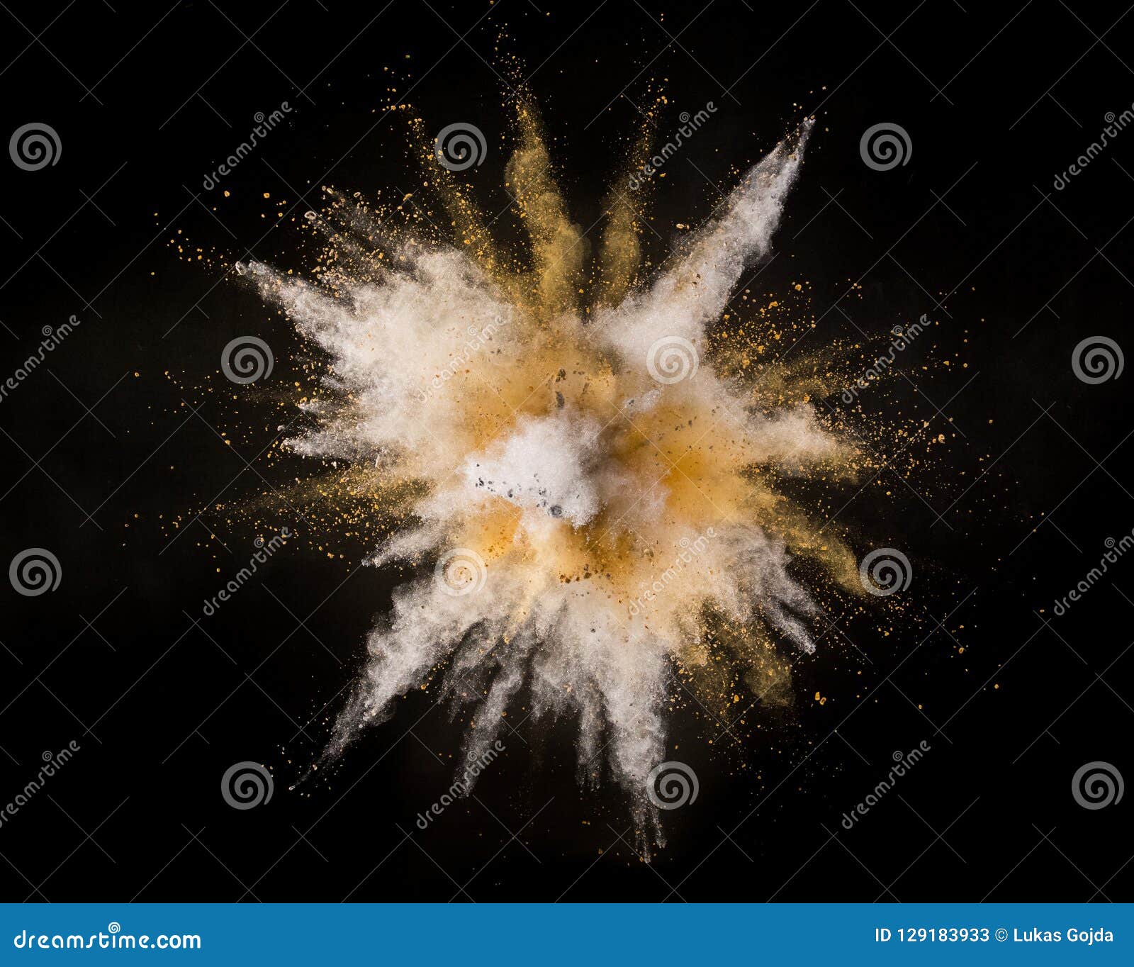 Silver and Gold Powder Explosion on Black Background. Stock Image ...