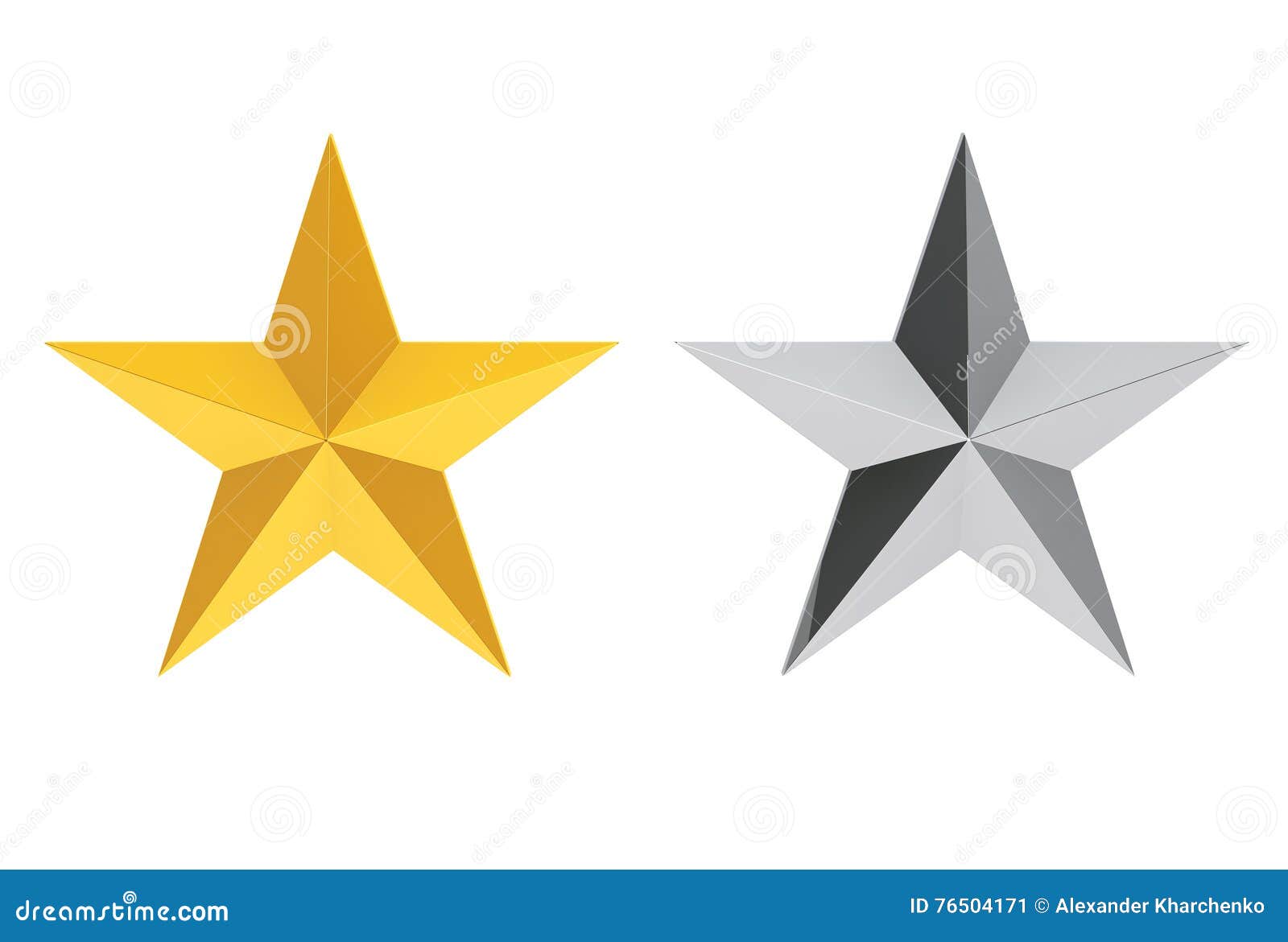Silver and Gold Stars. 3d Rendering Stock Illustration - Illustration ...