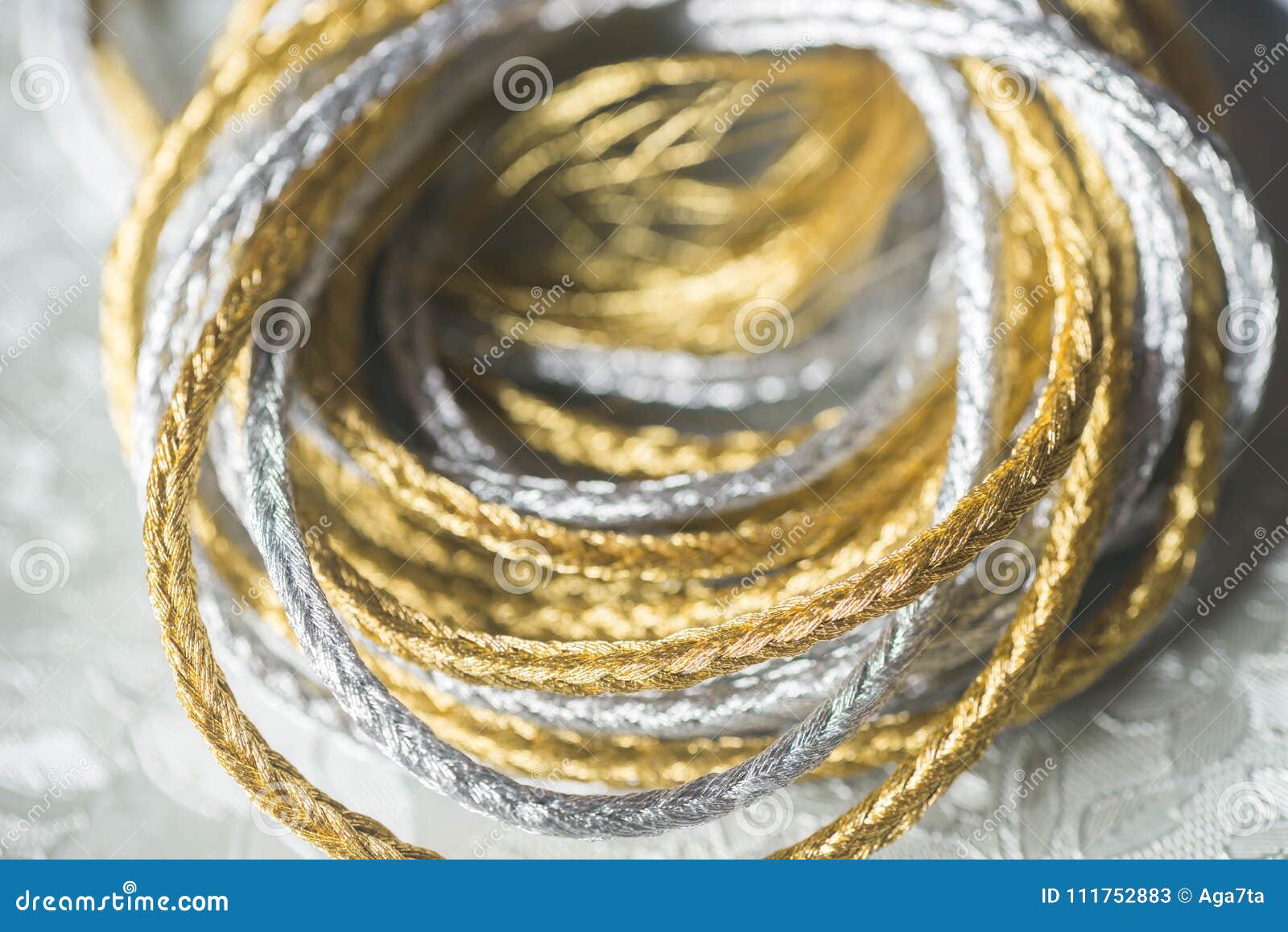 Silver and Gold Twine on Silverbackground Stock Image - Image of paper ...