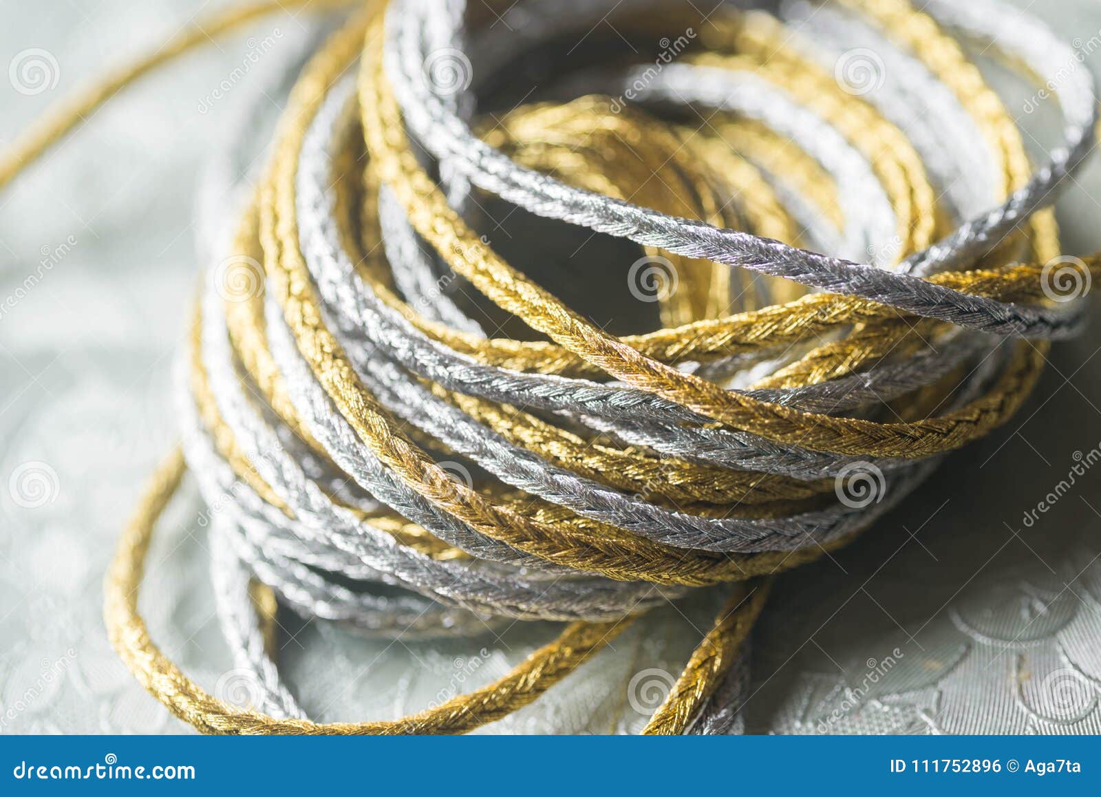 Silver and Gold Twine on Silverbackground Stock Photo - Image of hobby ...