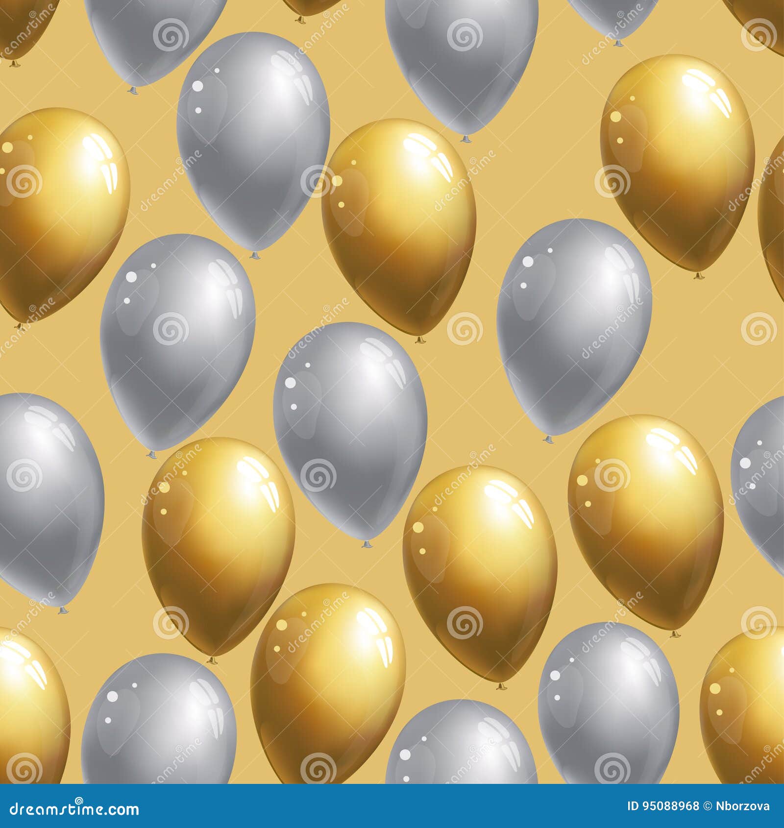Silver and Golden Balloons Background. Stock Vector - Illustration of ...