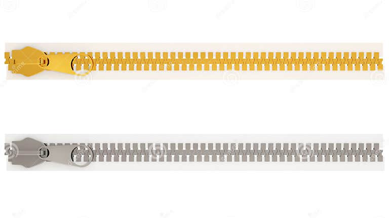 Silver and Golden Zipper stock illustration. Illustration of blank ...